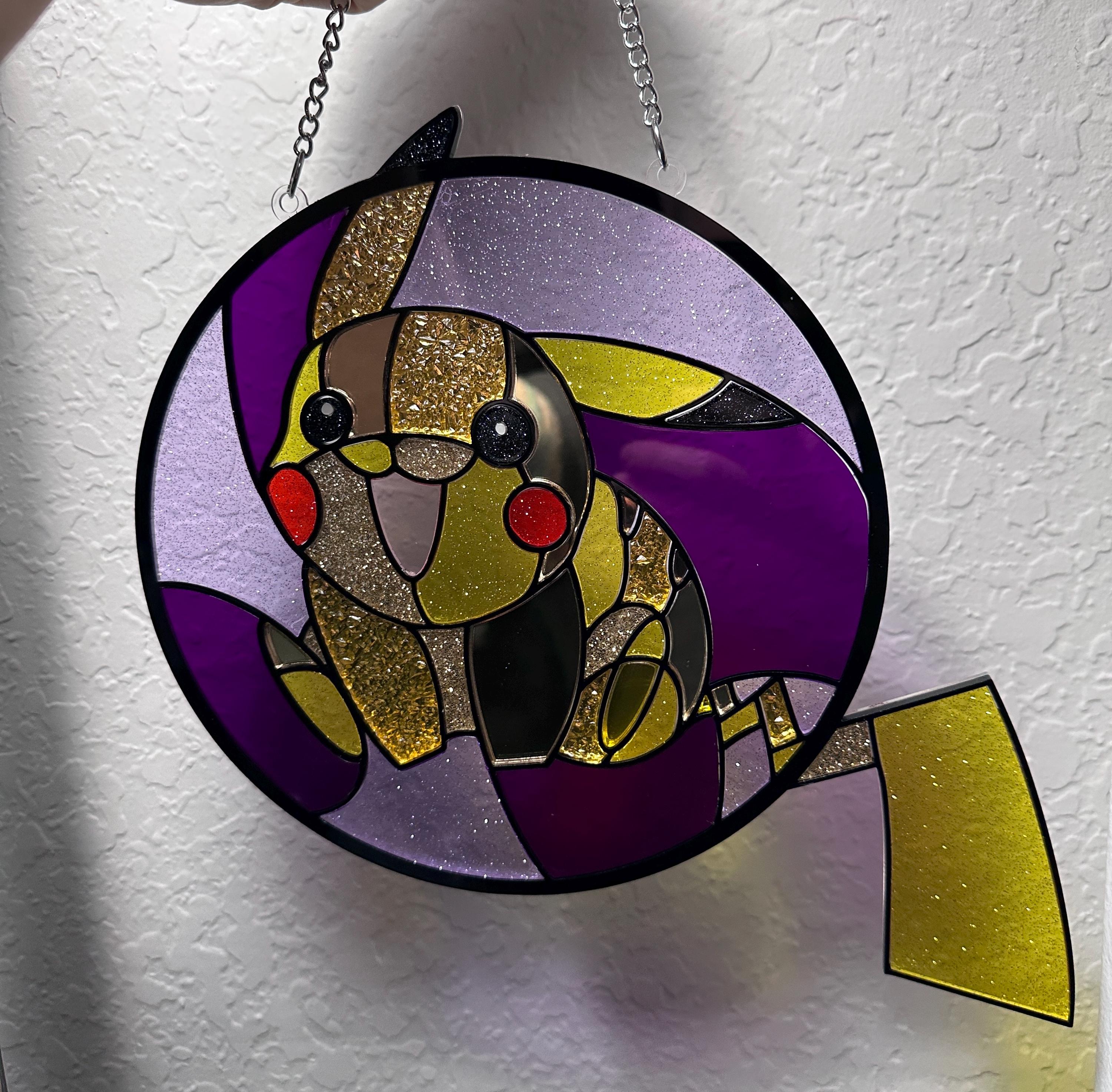 Pokemon Pikachu Stained Glass Suncatcher For Decorating - AnimeBape