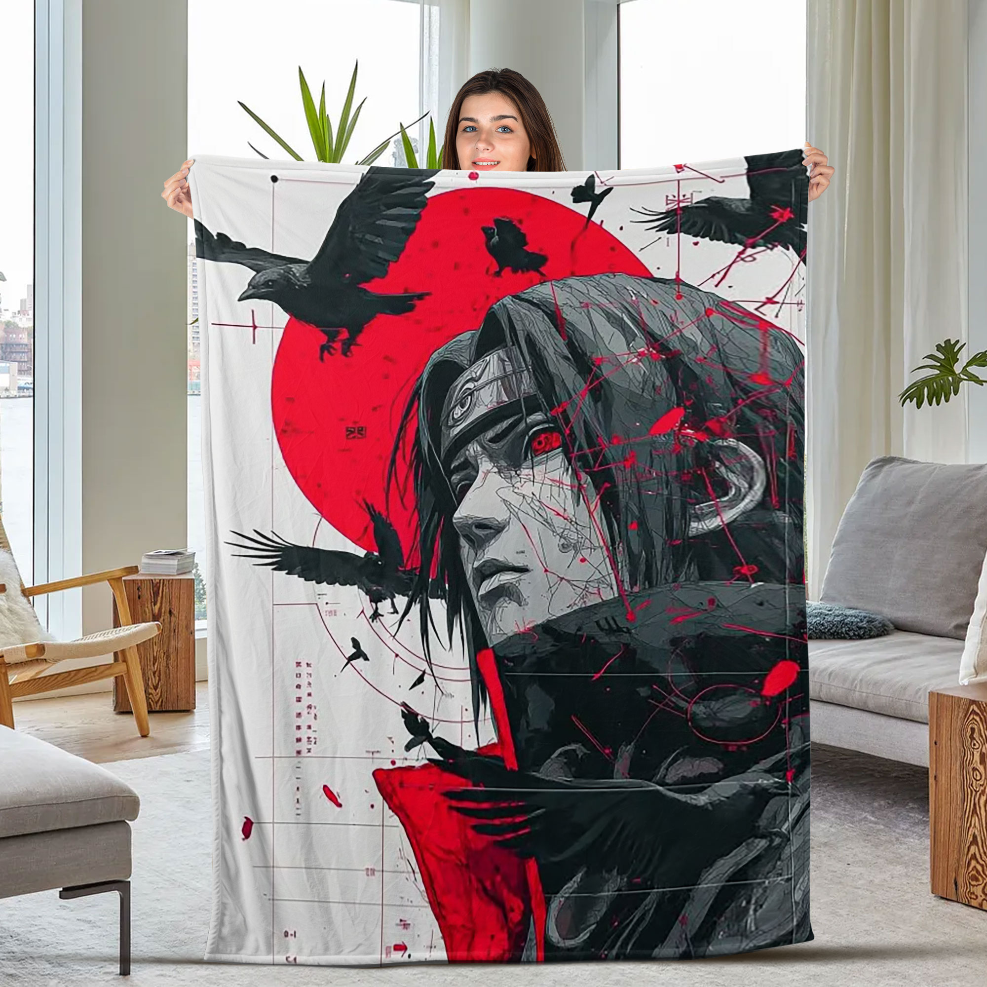 Naruto Akatsuki Clan Killer Itachi Blanket - AnimeBape