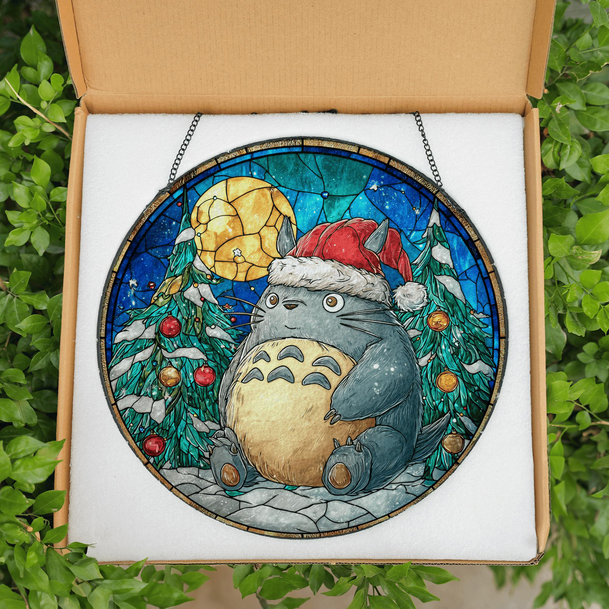 Ghibli's My Neighbor Totoro Christmas Stained Glass Suncatcher Vers 2 ...