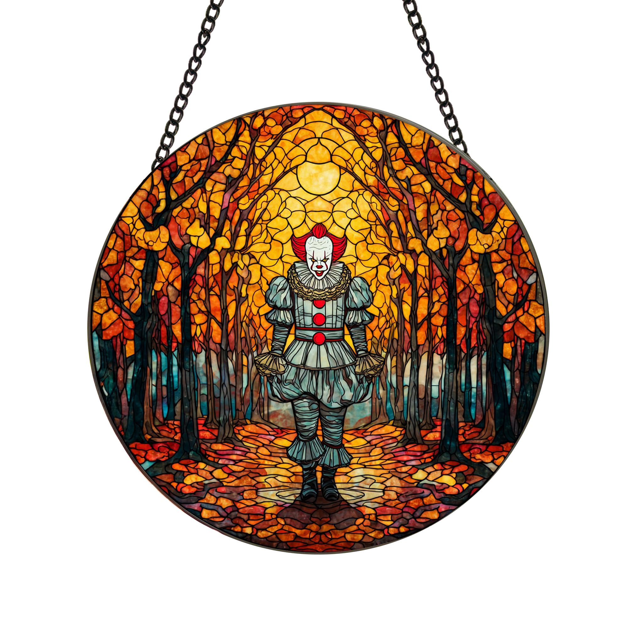 IT Pennywise Halloween Stained Glass Suncatcher For Horror Movie Fans ...