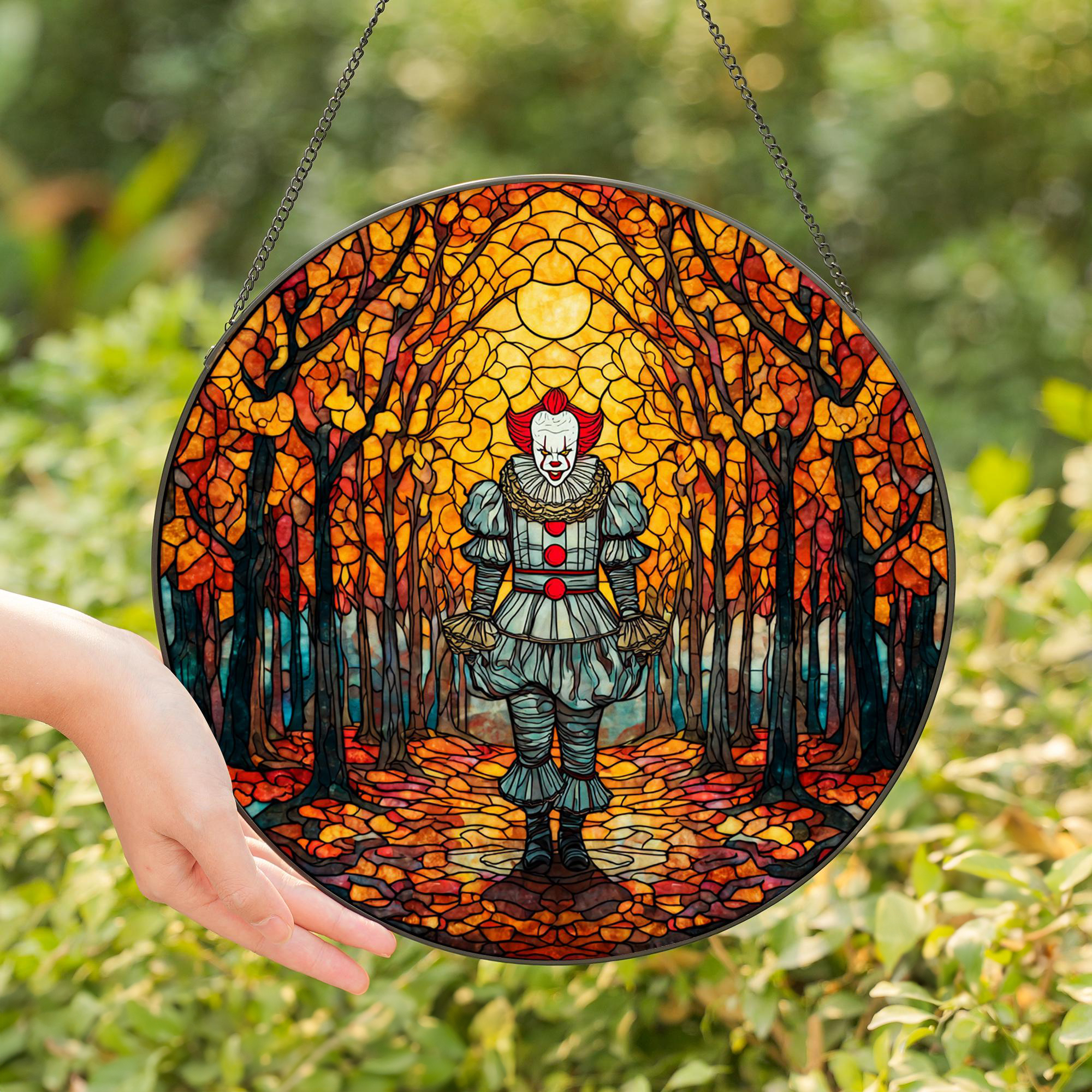IT Pennywise Halloween Stained Glass Suncatcher For Horror Movie Fans ...