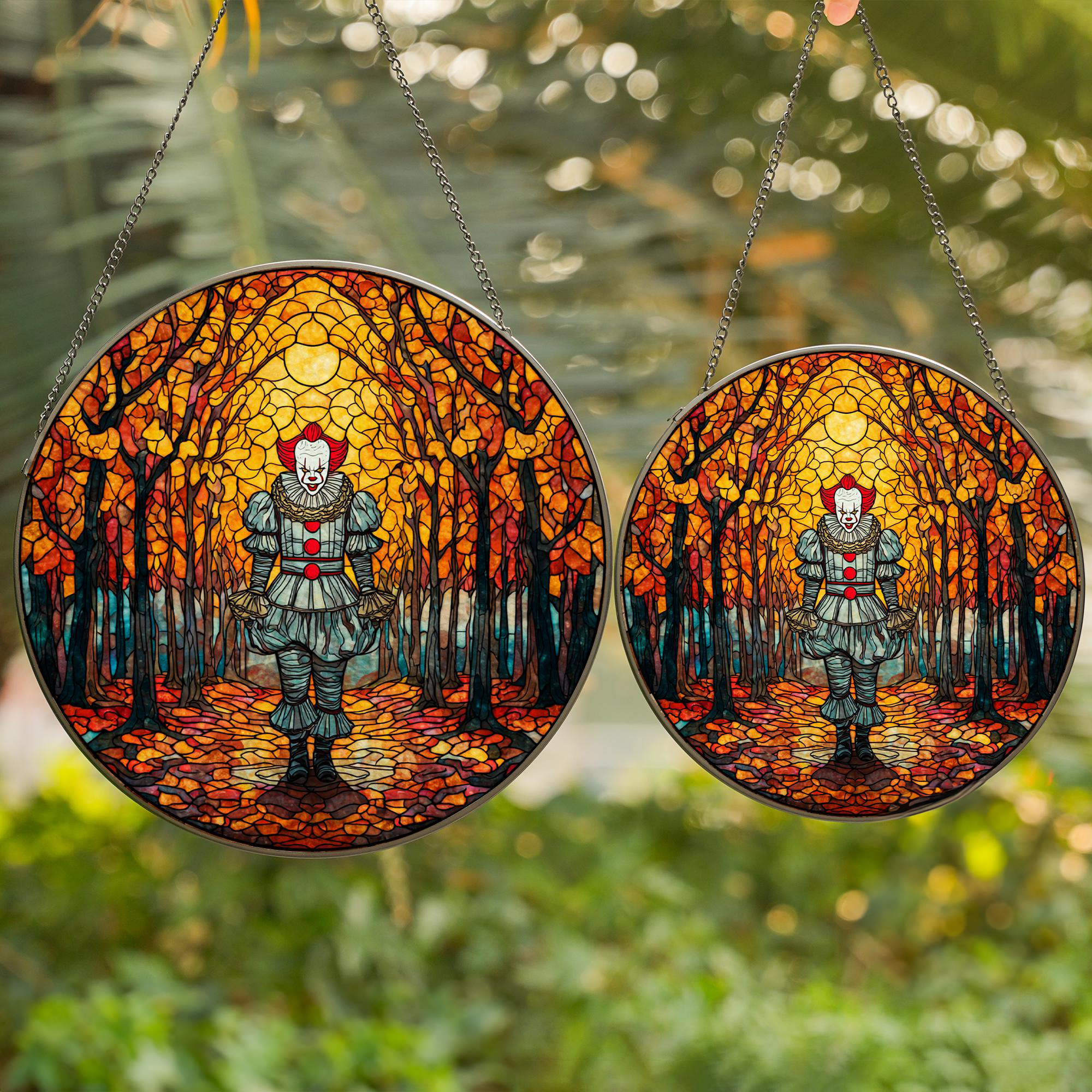IT Pennywise Halloween Stained Glass Suncatcher For Horror Movie Fans ...
