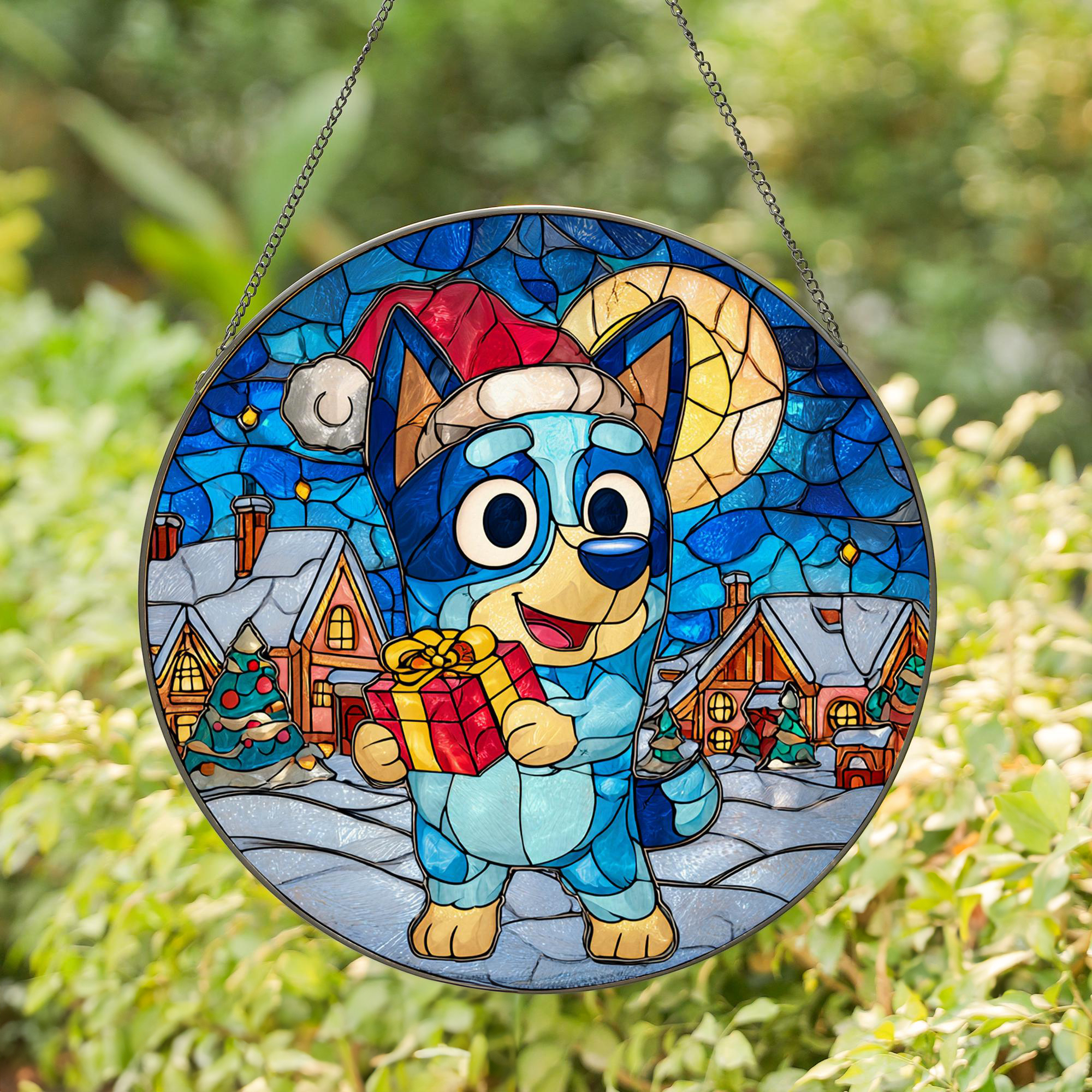 Bluey Puppy Stained Glass Suncatcher For Kids and Families - AnimeBape