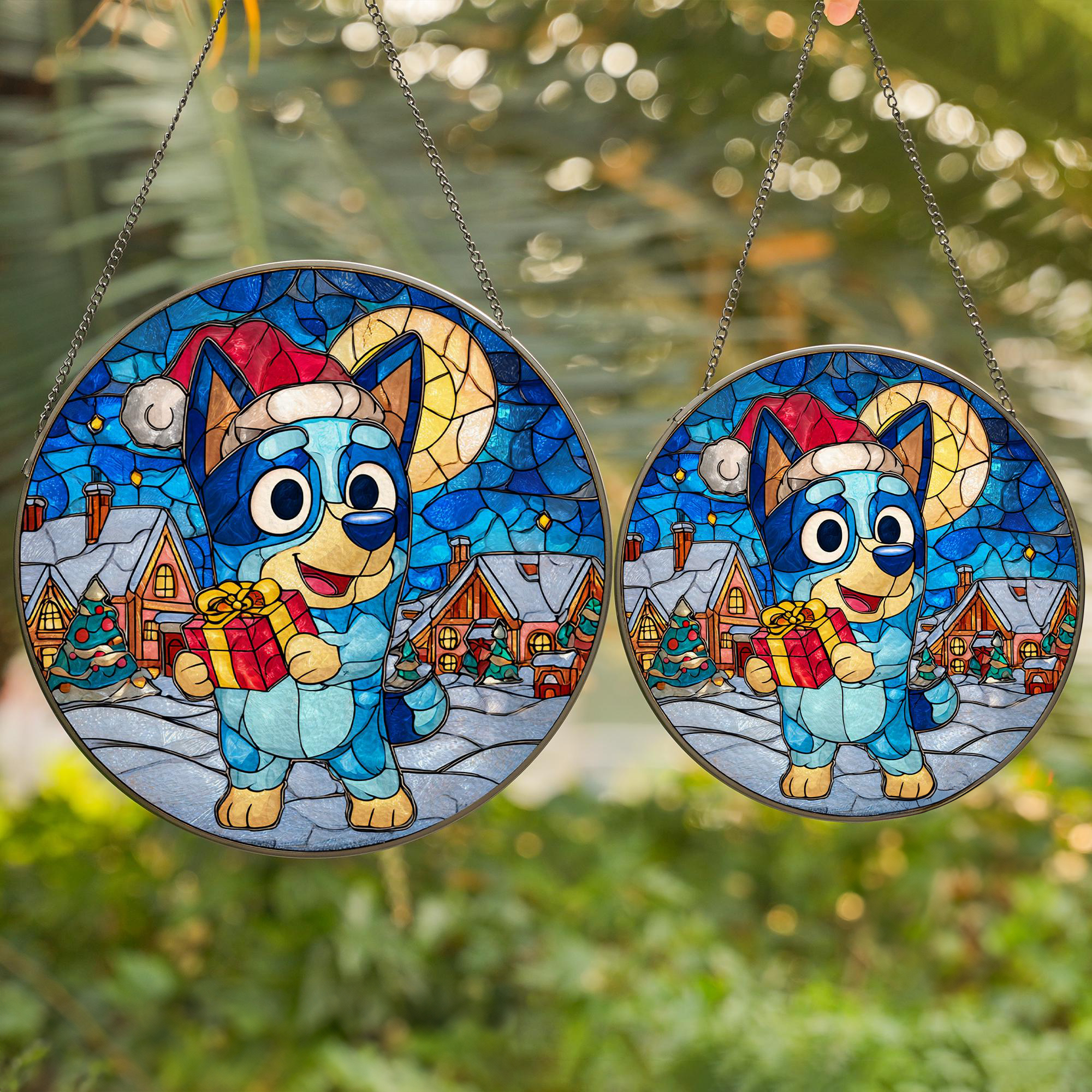 Bluey Puppy Stained Glass Suncatcher For Kids and Families - AnimeBape