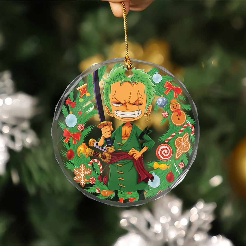 Christmas Zoro One Piece Glass Ornament - AnimeBape