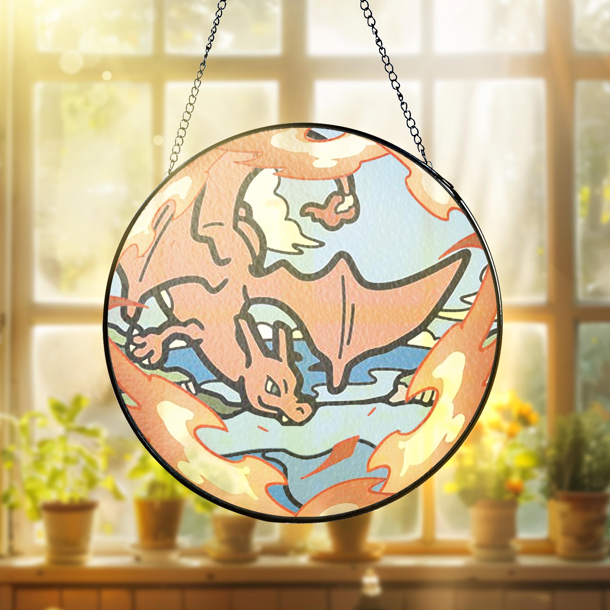 Pokemon Charizard Stained Glass Suncatcher - AnimeBape