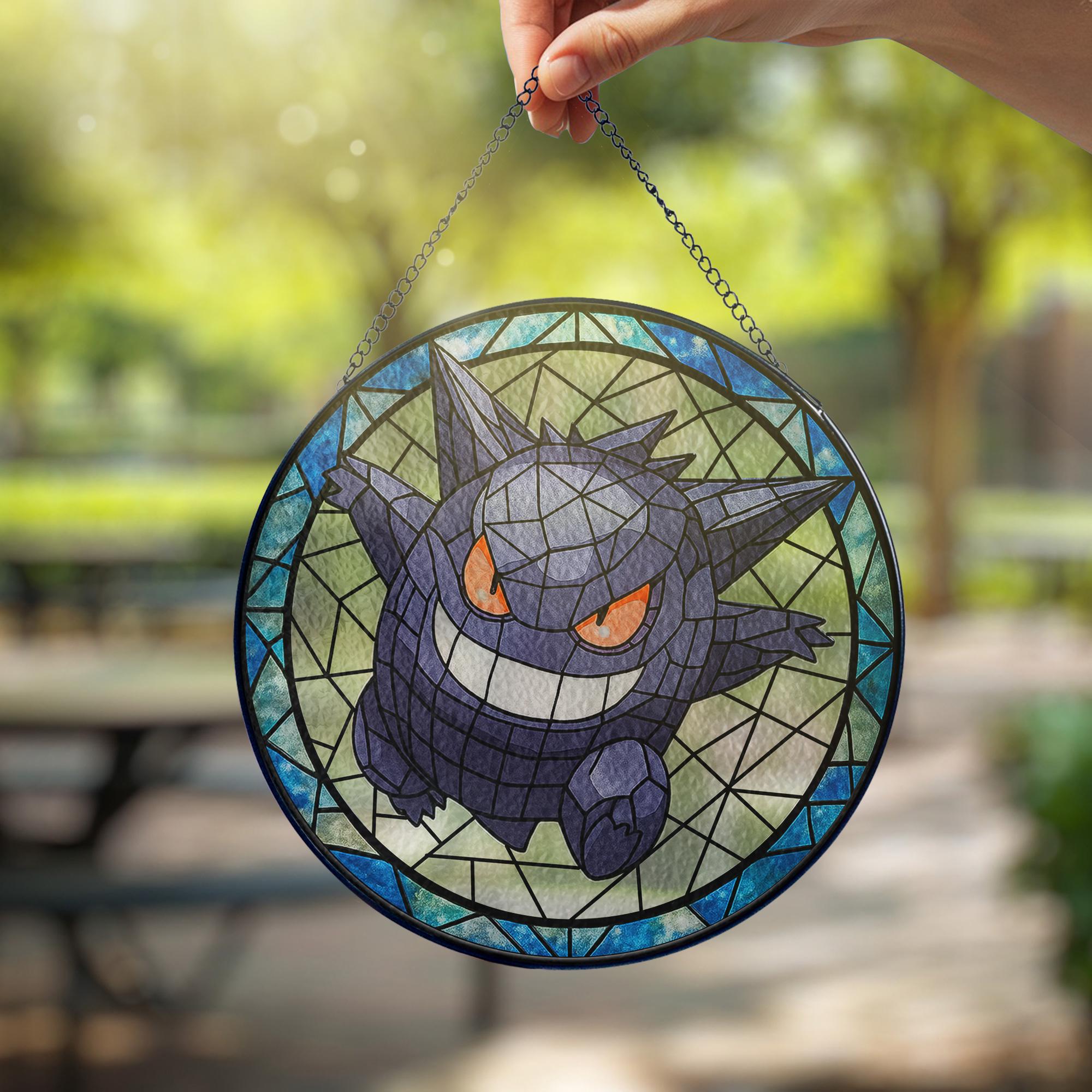 Pokemon Gengar Spooky Ghost Stained Glass Suncatcher - AnimeBape