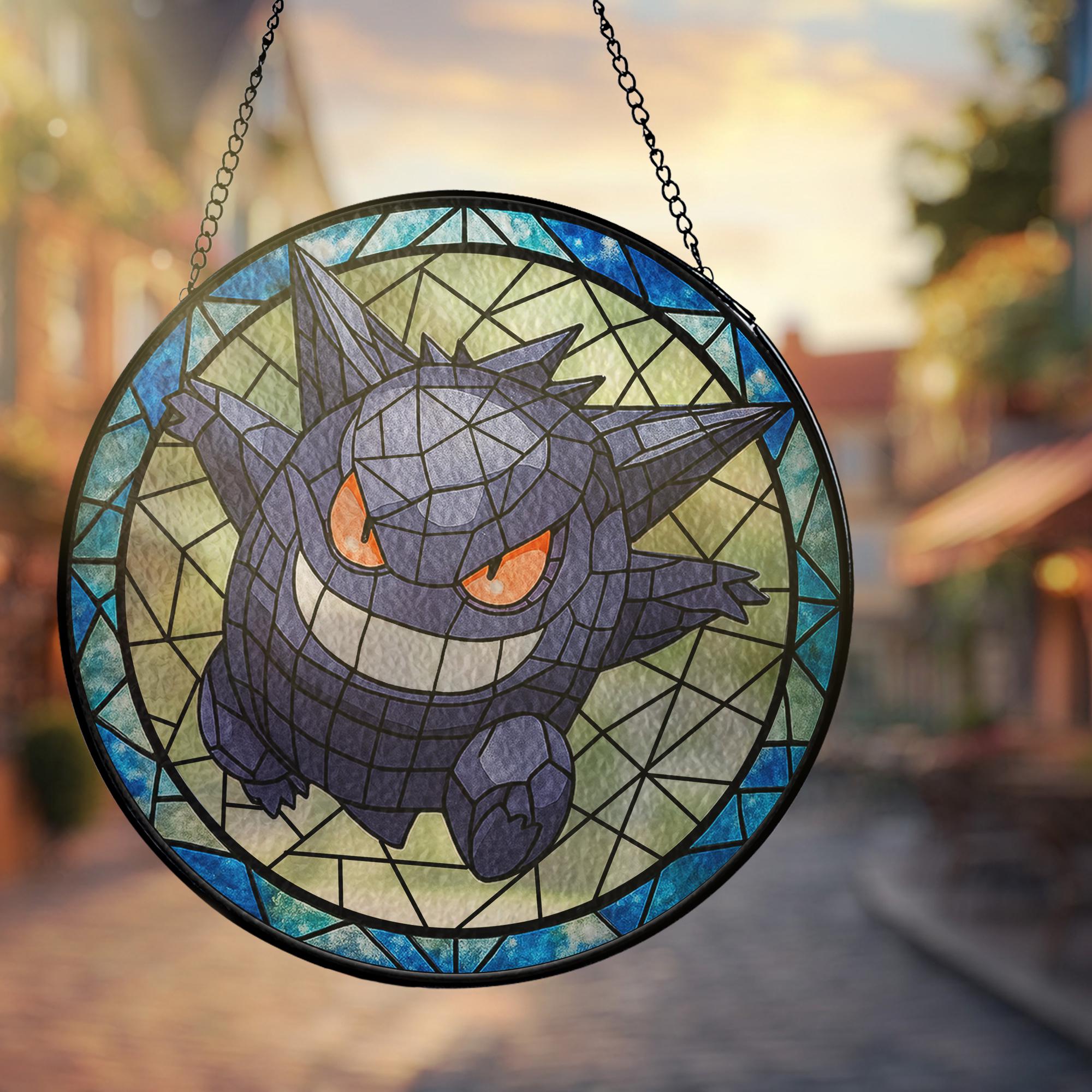 Pokemon Gengar Spooky Ghost Stained Glass Suncatcher - AnimeBape