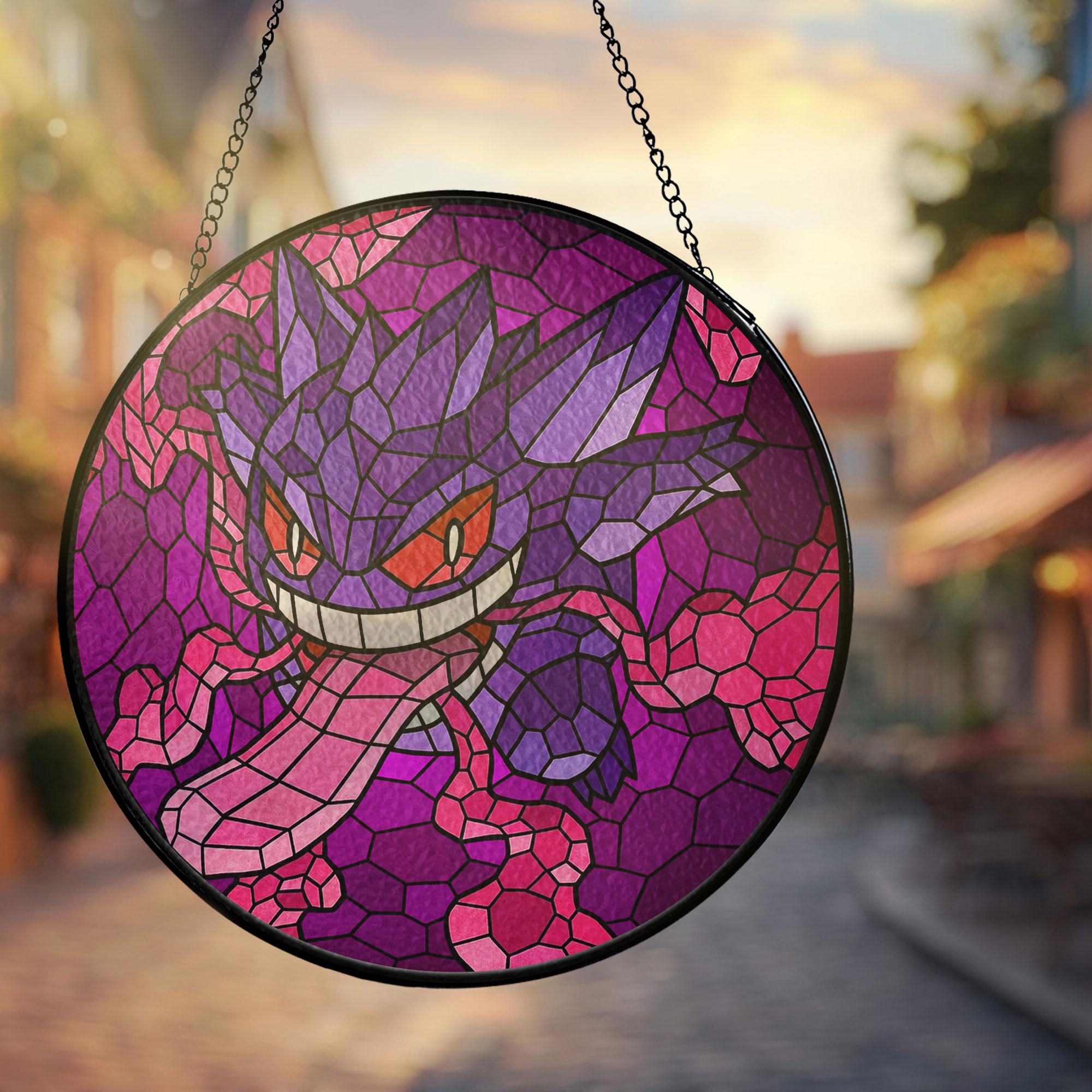 Pokemon Ghost Type Gengar Stained Glass Suncatcher - AnimeBape