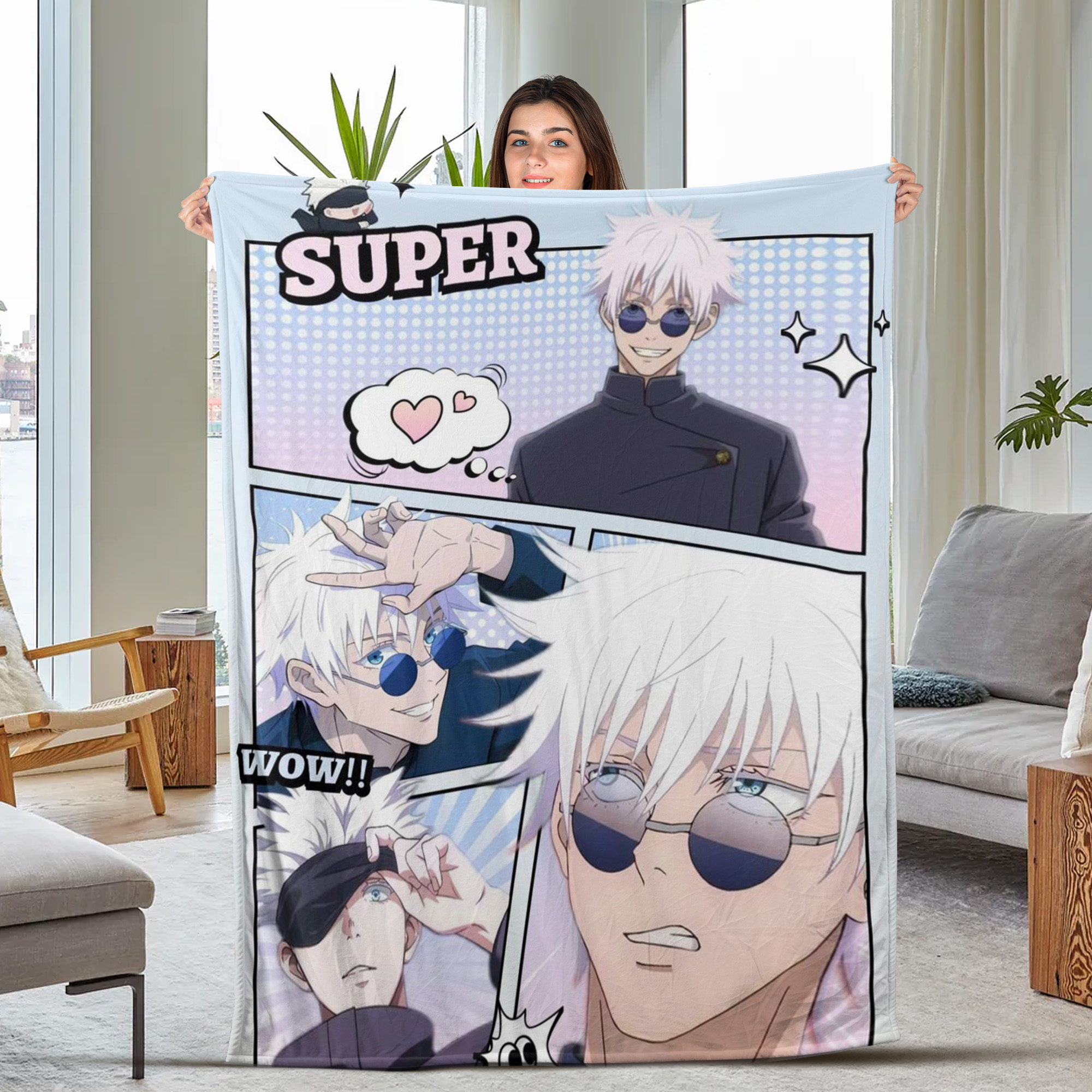Jujutsu Kaisen Gojo Sensei Comic Panel Blanket - AnimeBape
