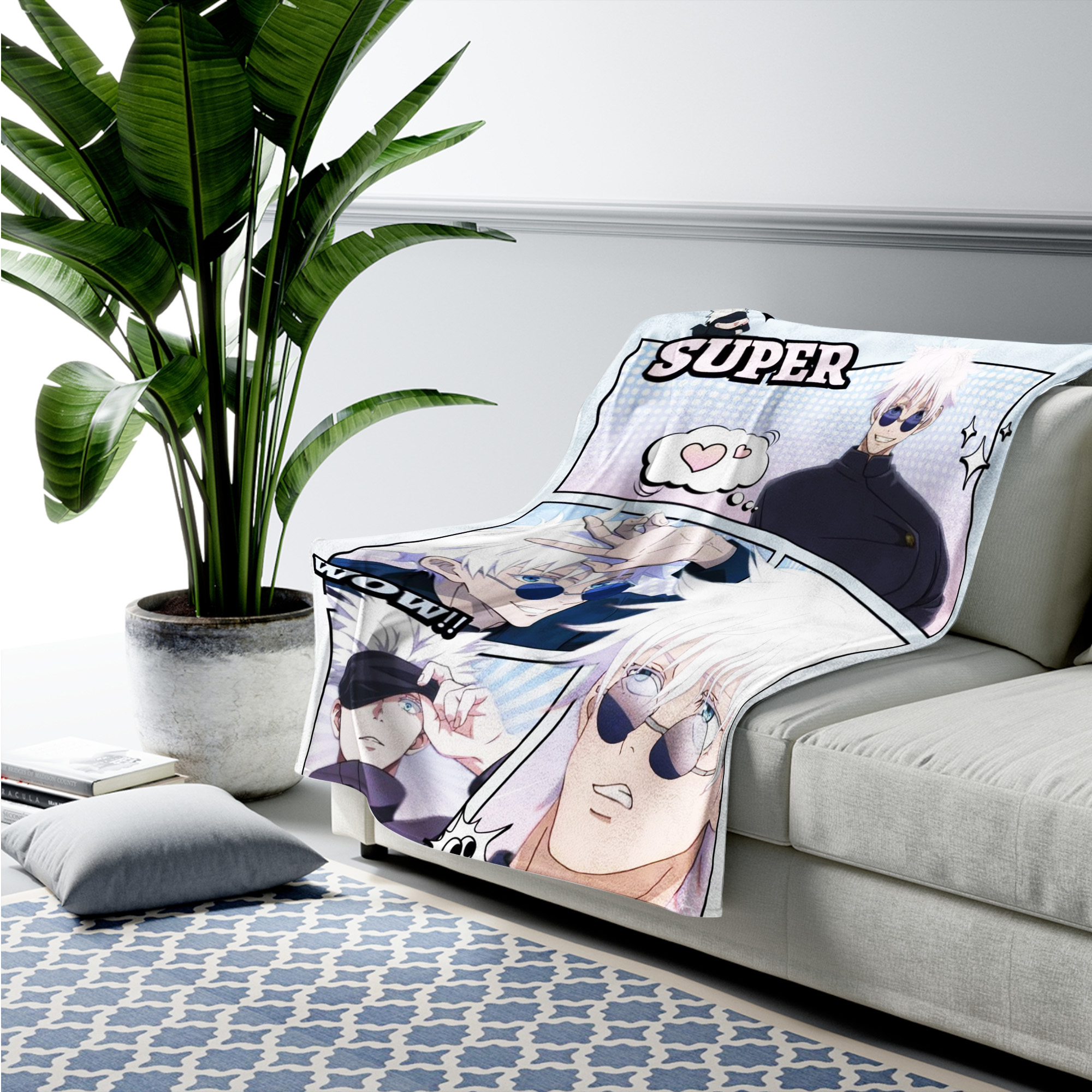 Jujutsu Kaisen Gojo Sensei Comic Panel Blanket - AnimeBape