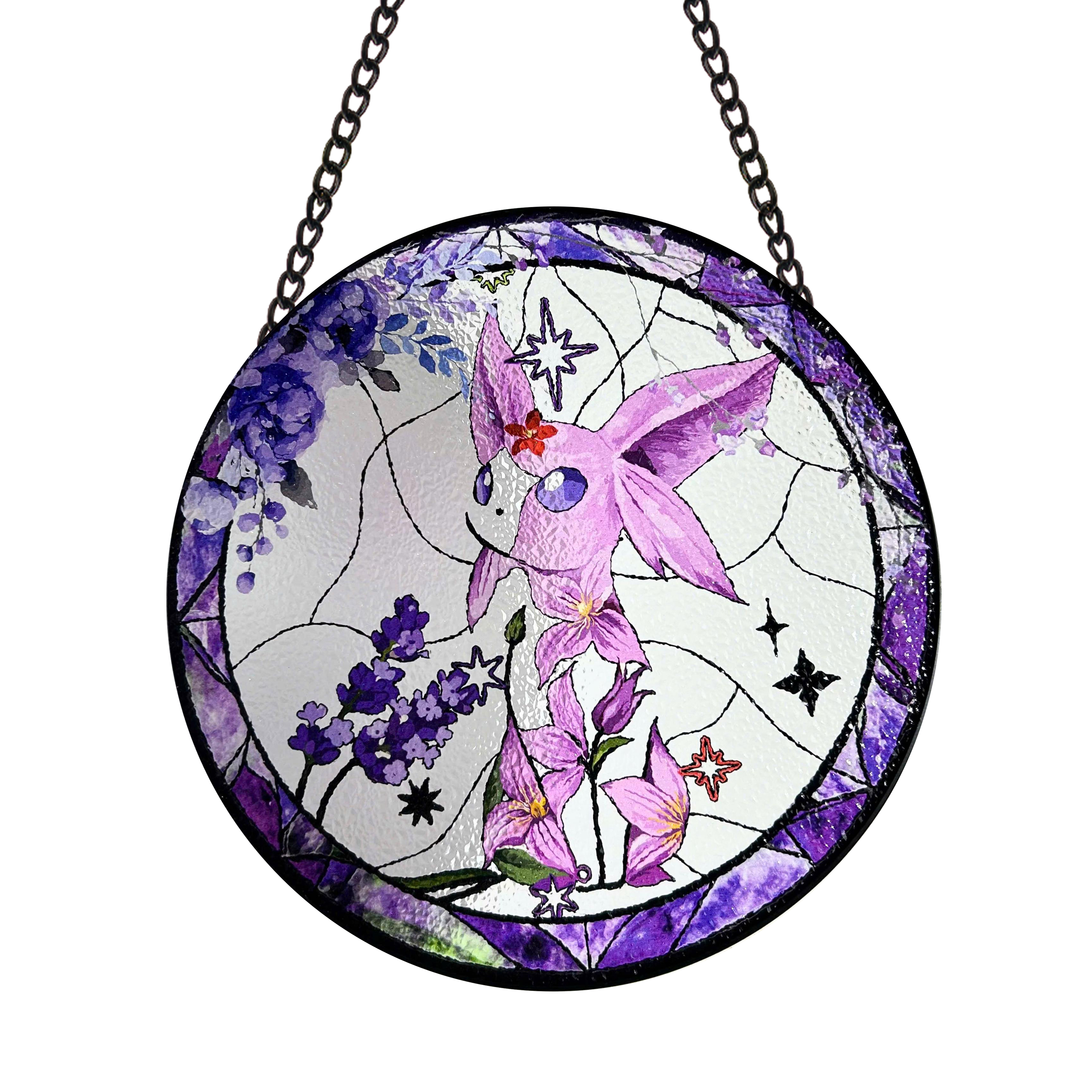 Pokemon Eevee Evolution Espeon Blossom Stained Glass Suncatcher Verse 3 ...