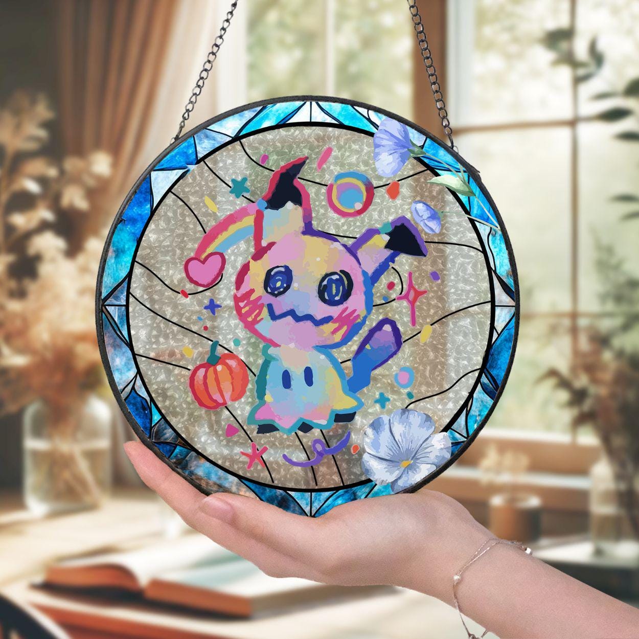 Pokemon Mimikyu Fun Cartoonized Stained Glass Suncatcher Vers 2 - AnimeBape
