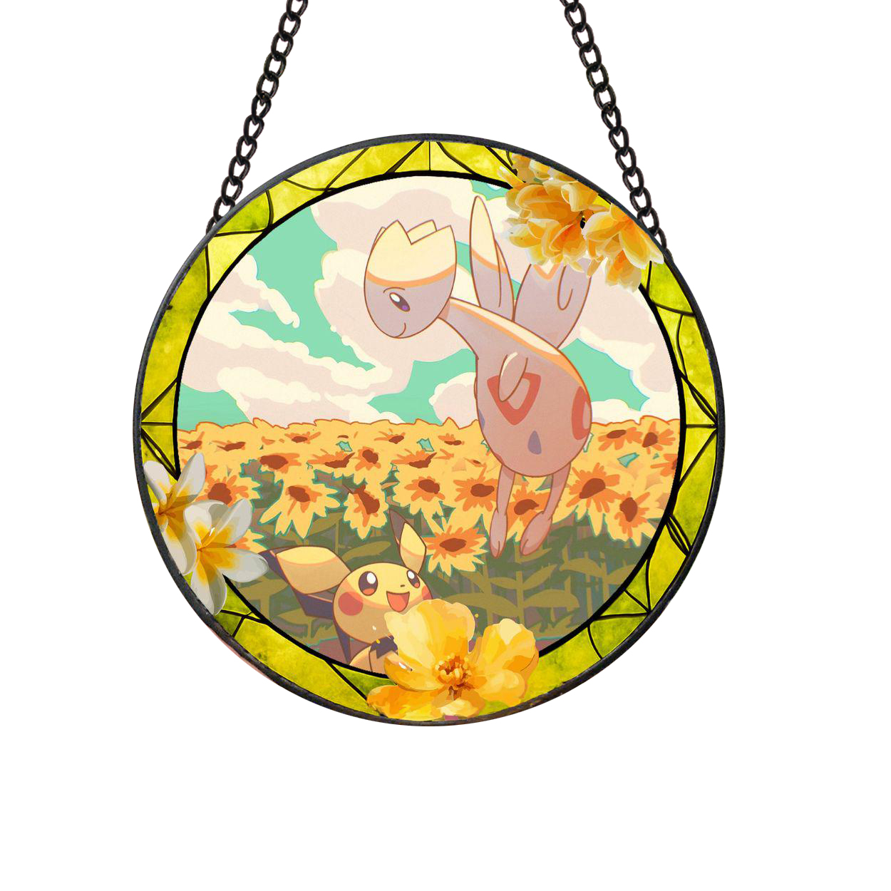 Pokemon Togepi and Pichu Autumn Blossom Stained Glass Suncatcher ...