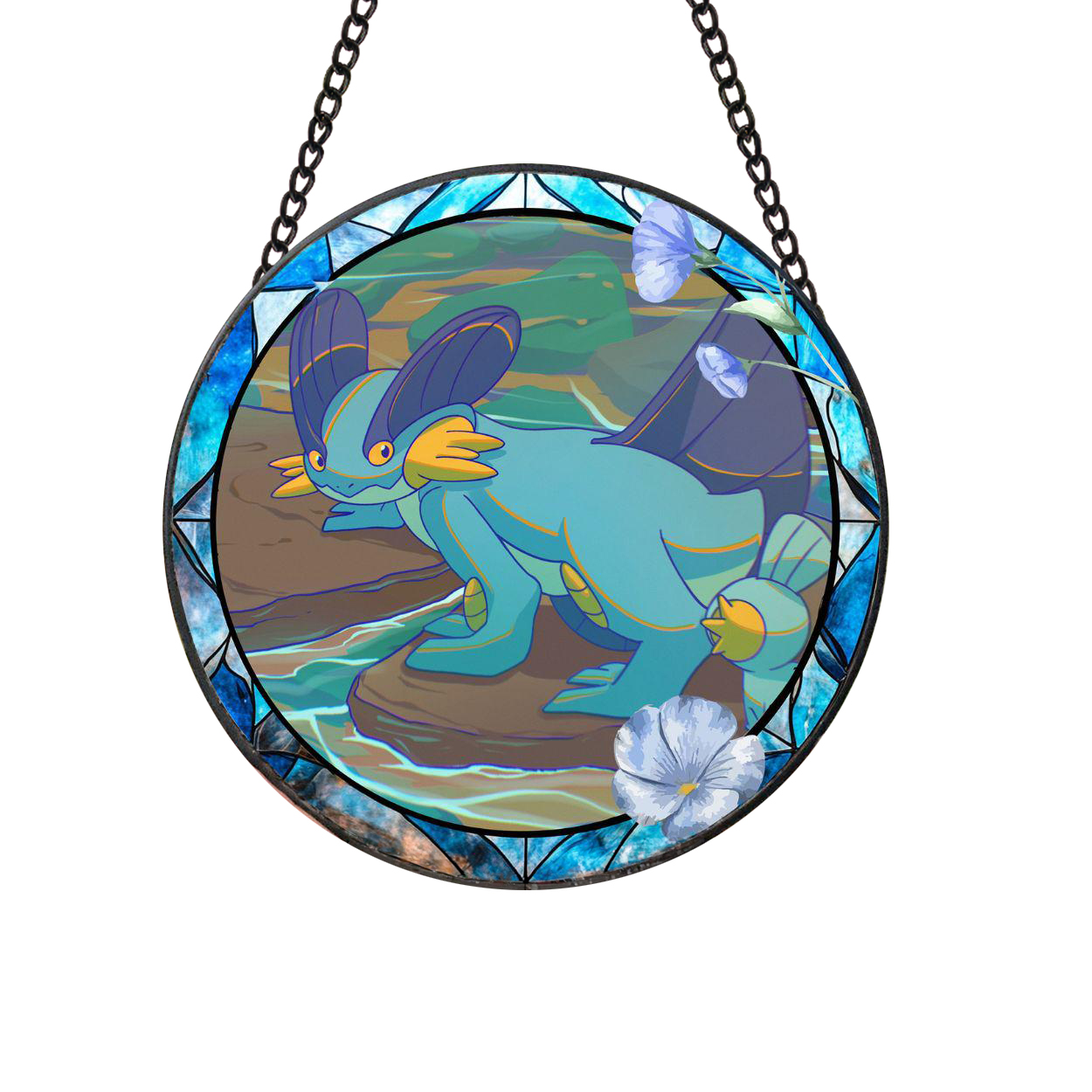 Pokemon Swampert Fun Cartoonized Stained Glass Suncatcher - AnimeBape