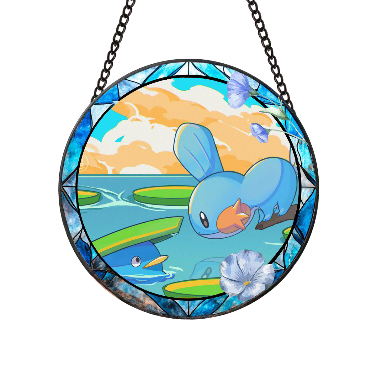 Pokemon Mudkip and Lotad Fun Cartoonized Stained Glass Suncatcher ...