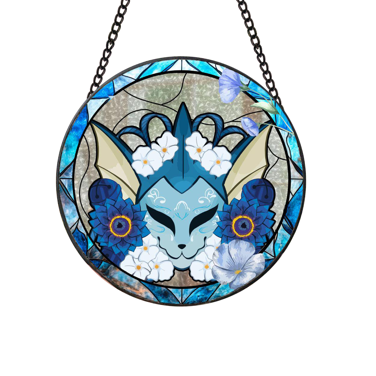 Pokemon Eevee Evolution Mythic Vaporeon Stained Glass Suncatcher ...