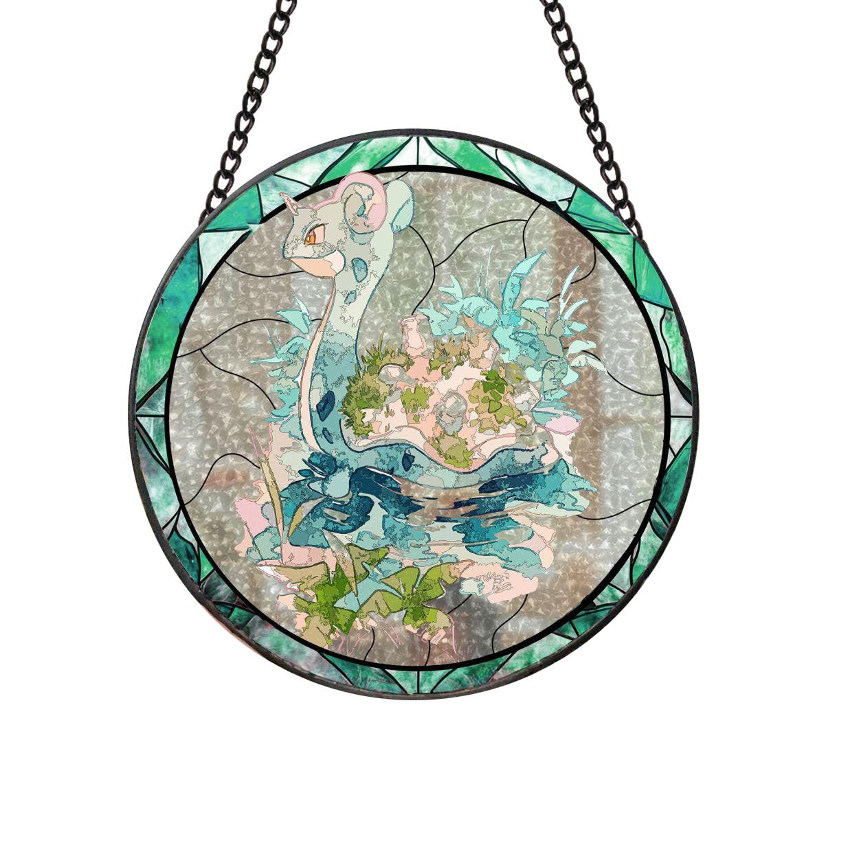 Pokemon Lapras Fun Cartoonized Stained Glass Suncatcher - AnimeBape