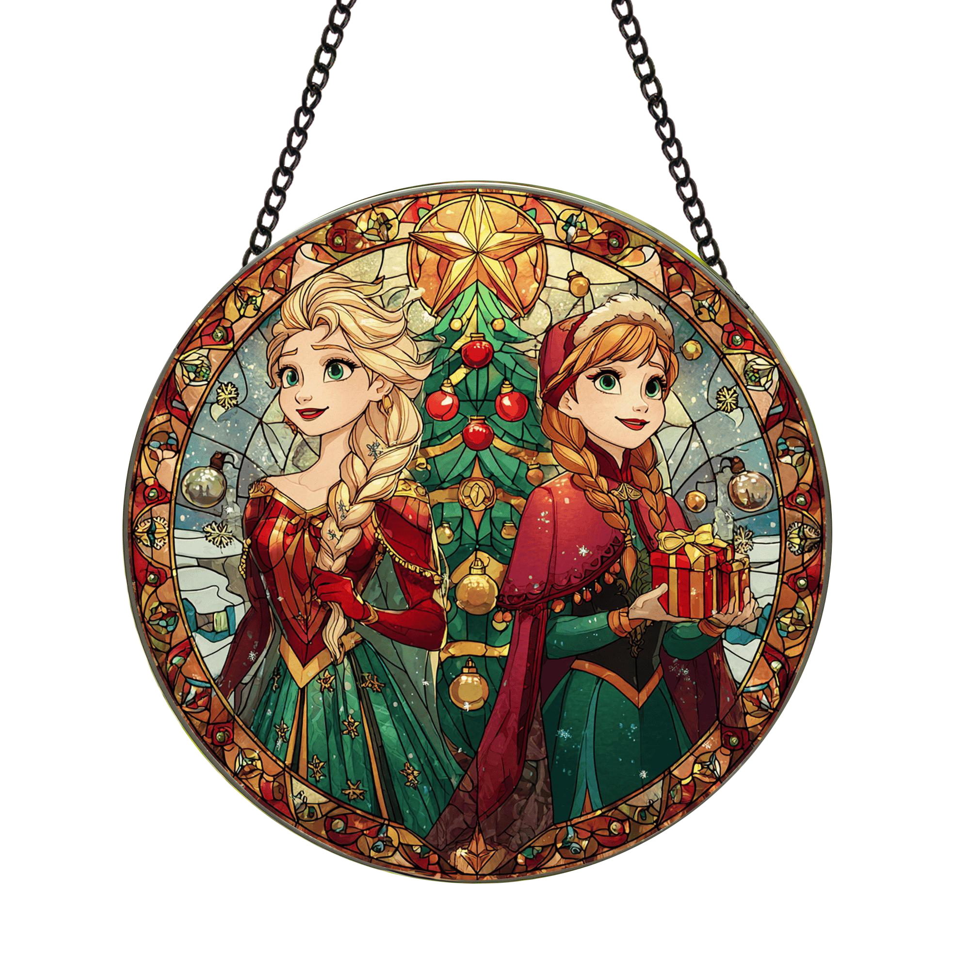 Disney Frozen Elsa and Anna Stained Glass Suncatcher Vers 2 - AnimeBape