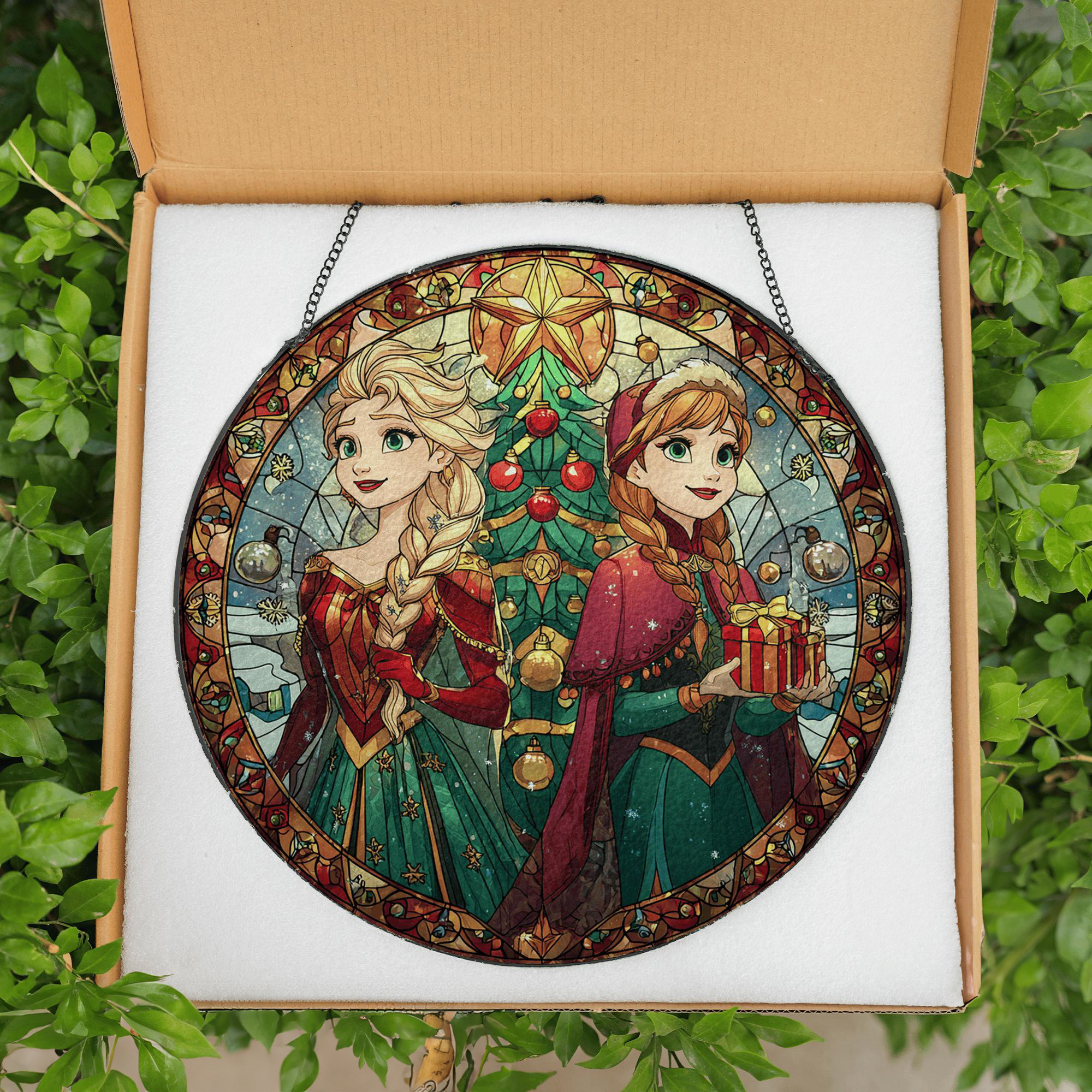 Disney Frozen Elsa and Anna Stained Glass Suncatcher Vers 2 - AnimeBape