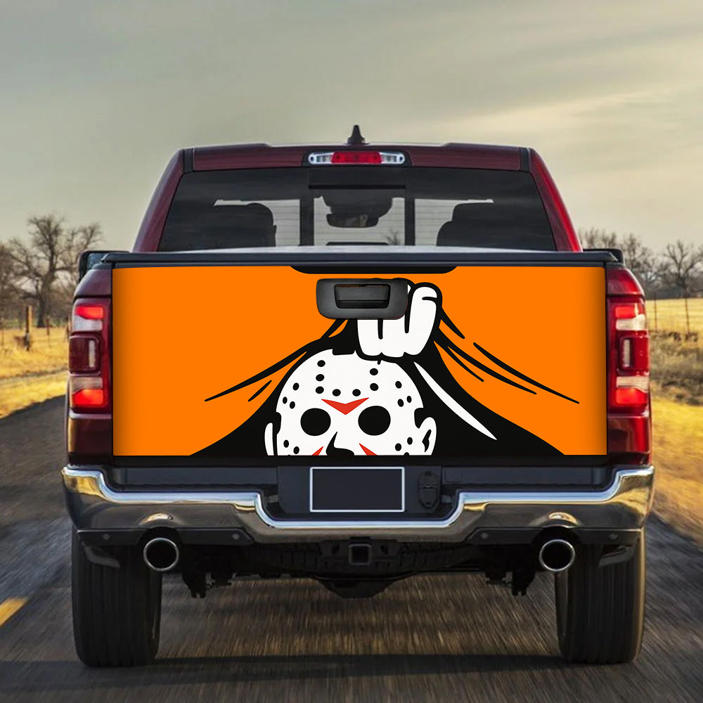 Jason Voorhees From The Friday The 13th Horror Movie Hide Orange Truck ...