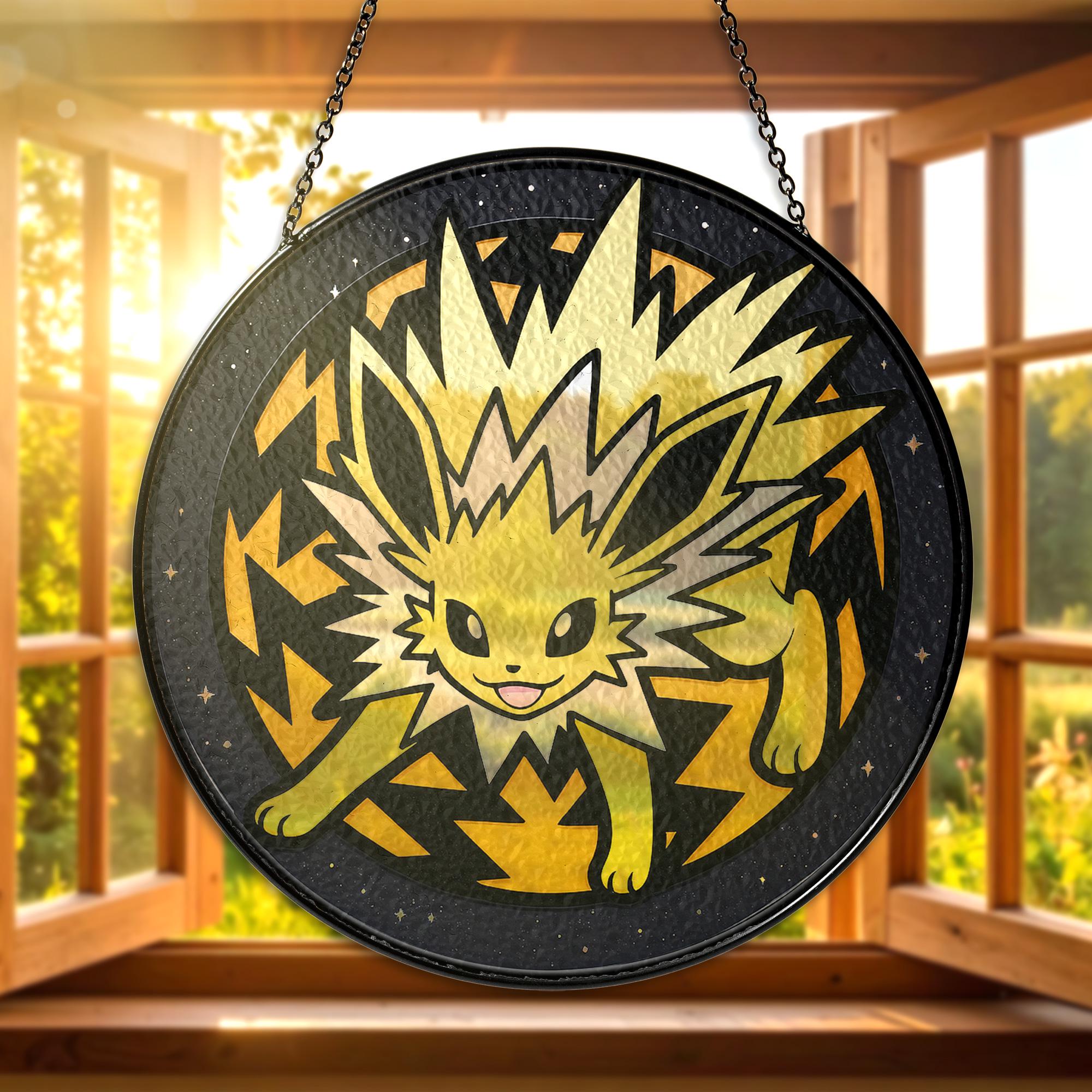 Pokemon Jolteon Electric Type Stained Glass Suncatcher - AnimeBape