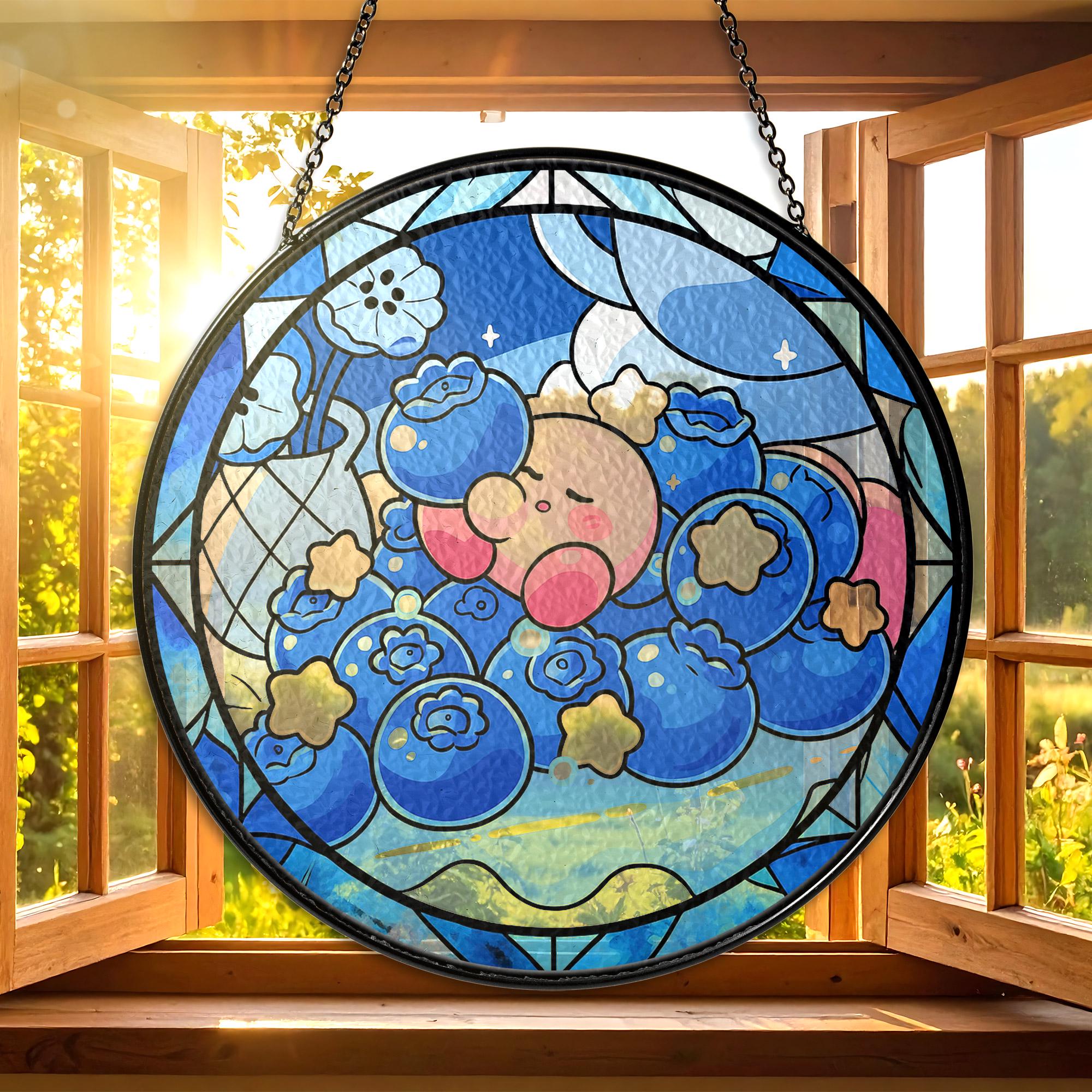 Kirby Blueberry Dream Stained Glass Suncatcher - AnimeBape