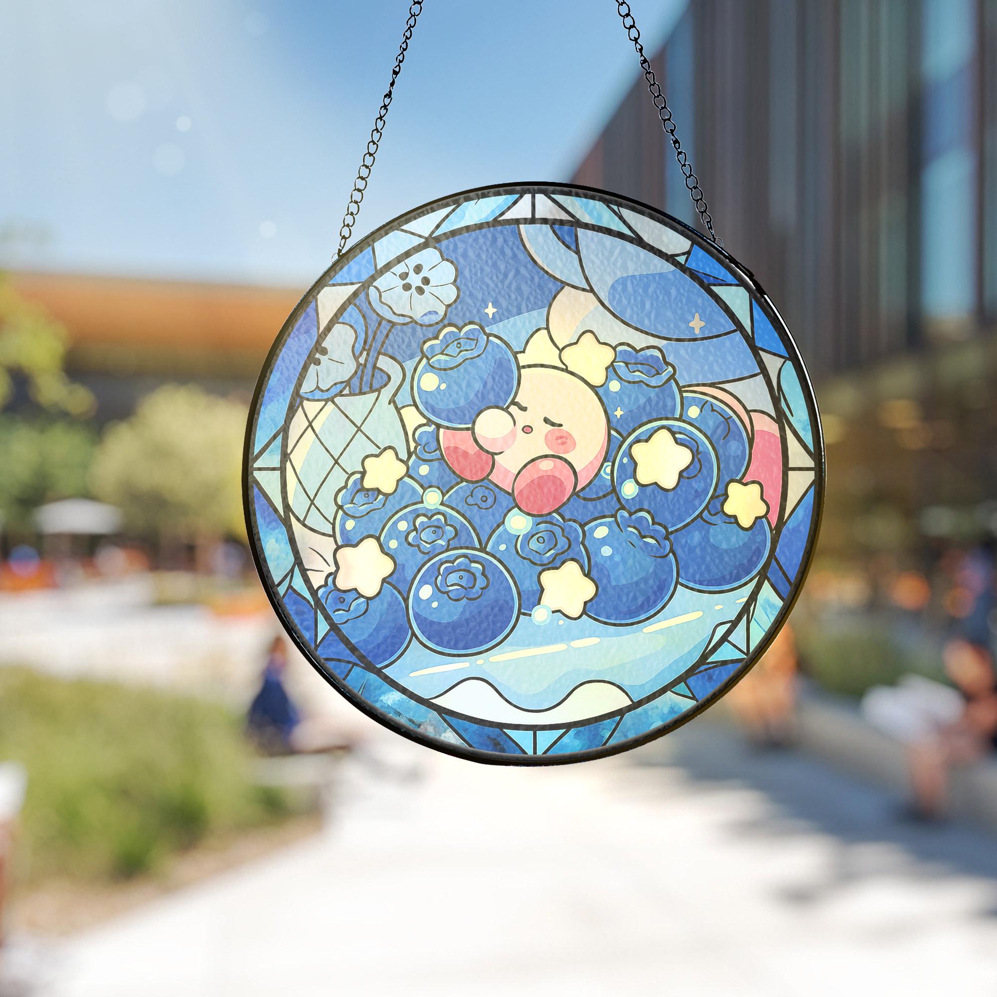 Kirby Blueberry Dream Stained Glass Suncatcher - AnimeBape