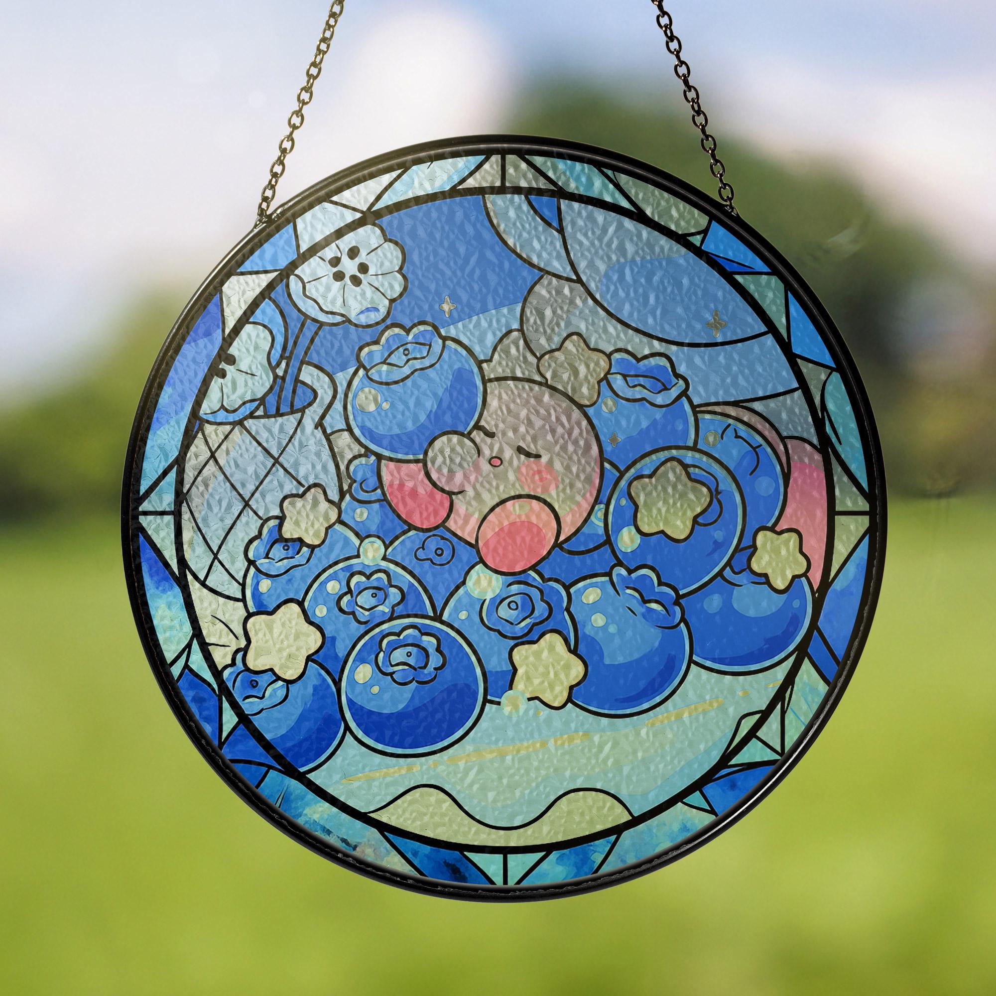 Kirby Blueberry Dream Stained Glass Suncatcher - AnimeBape