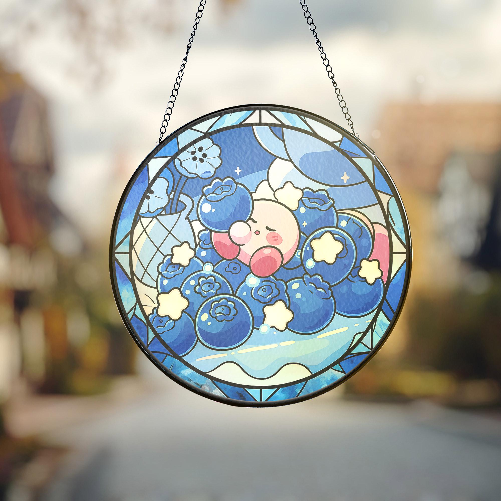 Kirby Blueberry Dream Stained Glass Suncatcher - AnimeBape