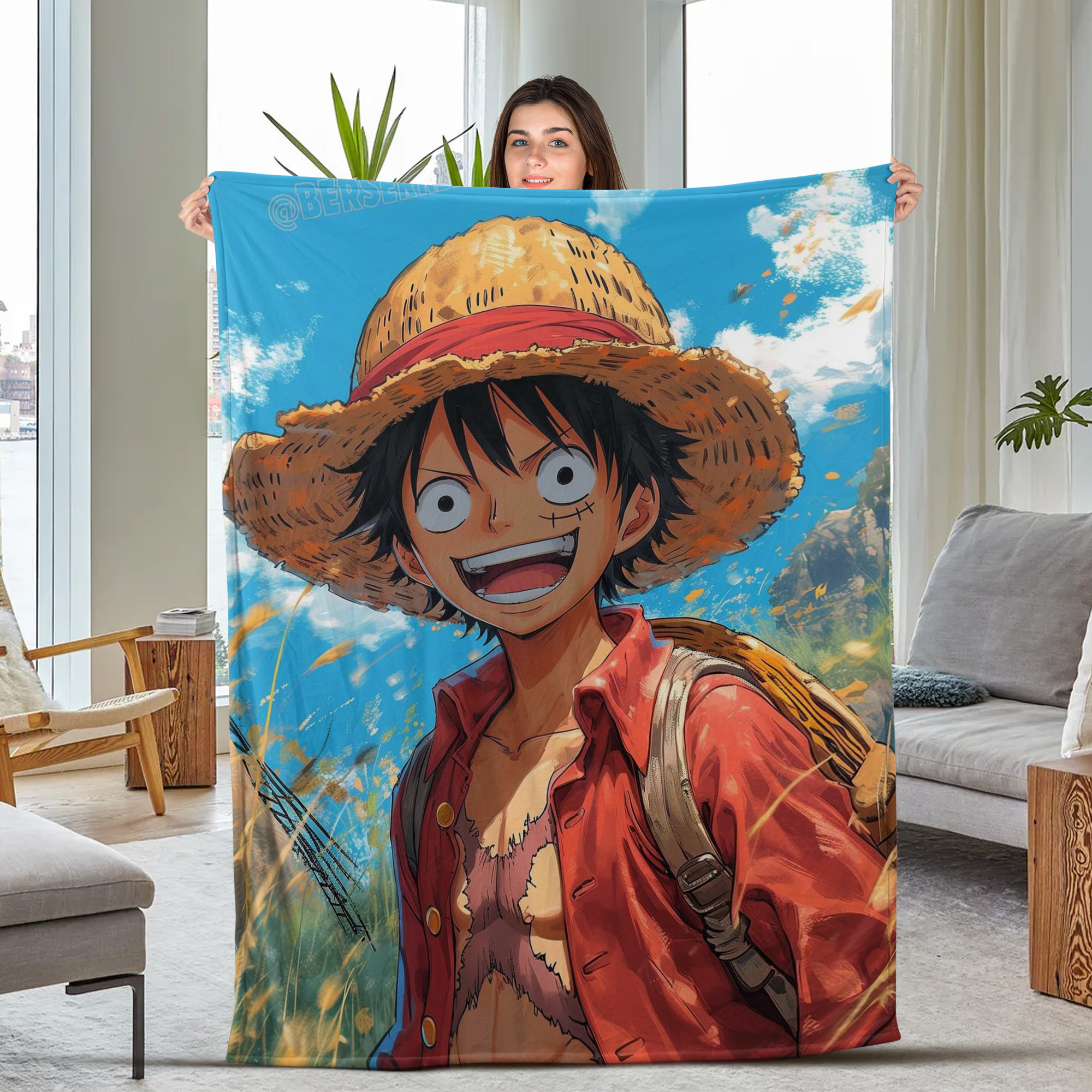 One Piece Lufy Summer Themed Blanket - AnimeBape
