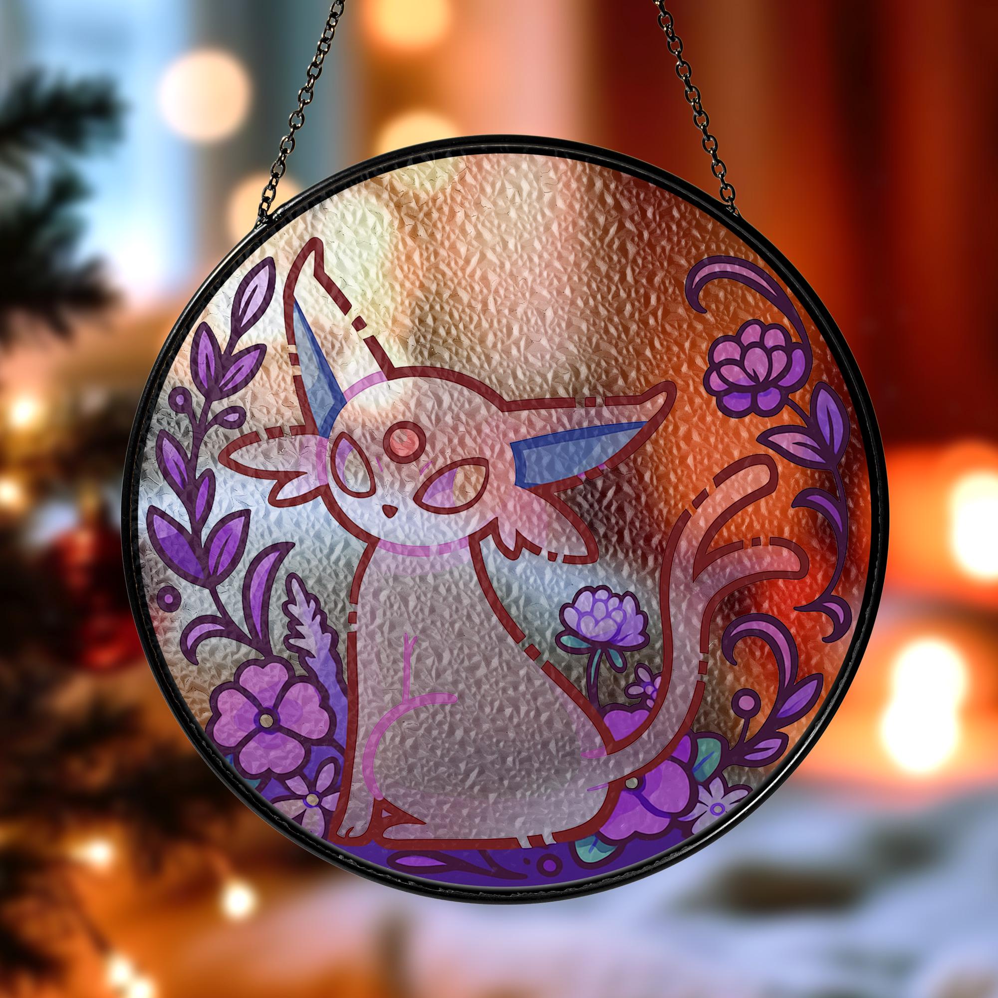 Pokemon Mystic Espeon Stained Glass Suncatcher - AnimeBape