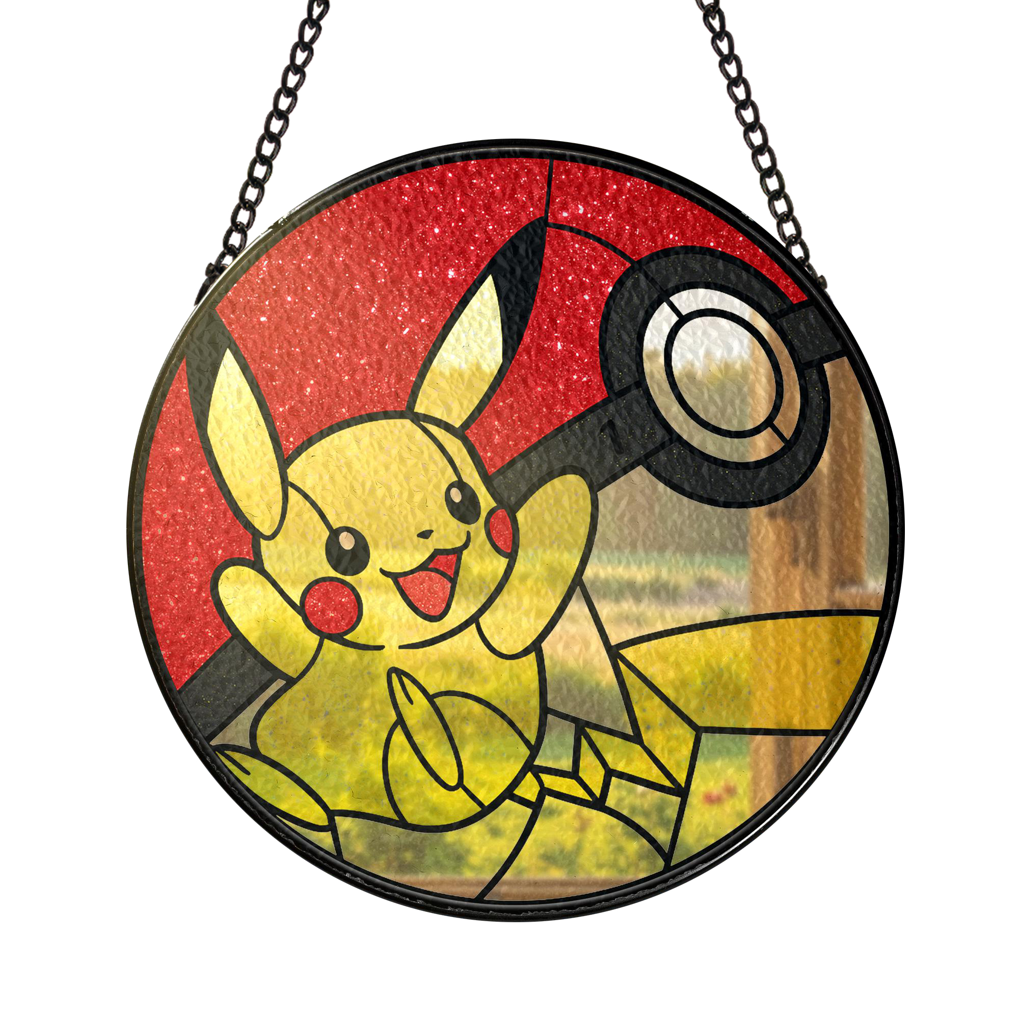 Pokemon Pikachu Pokeball Stained Glass Suncatcher - AnimeBape