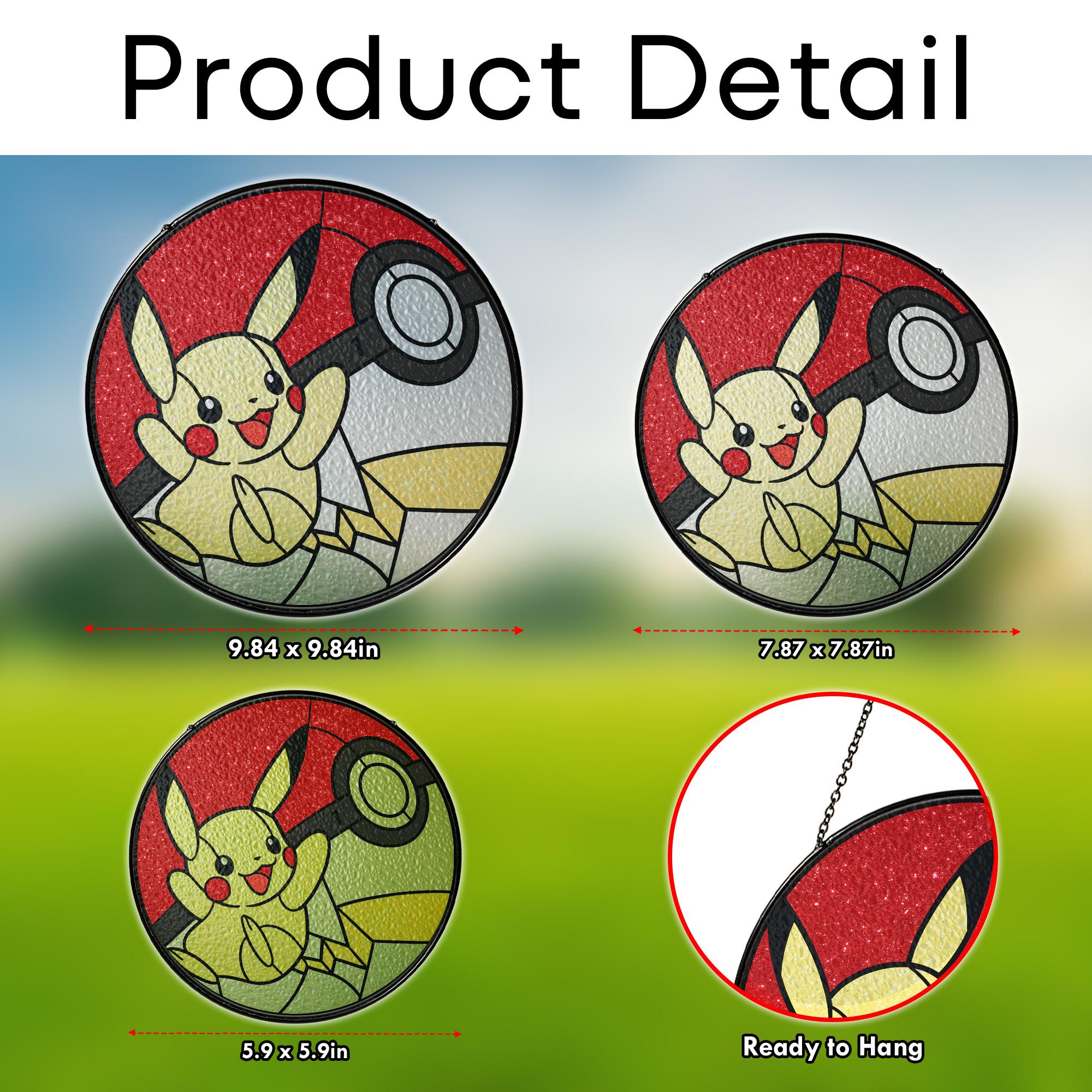 Pokemon Pikachu Pokeball Stained Glass Suncatcher - AnimeBape