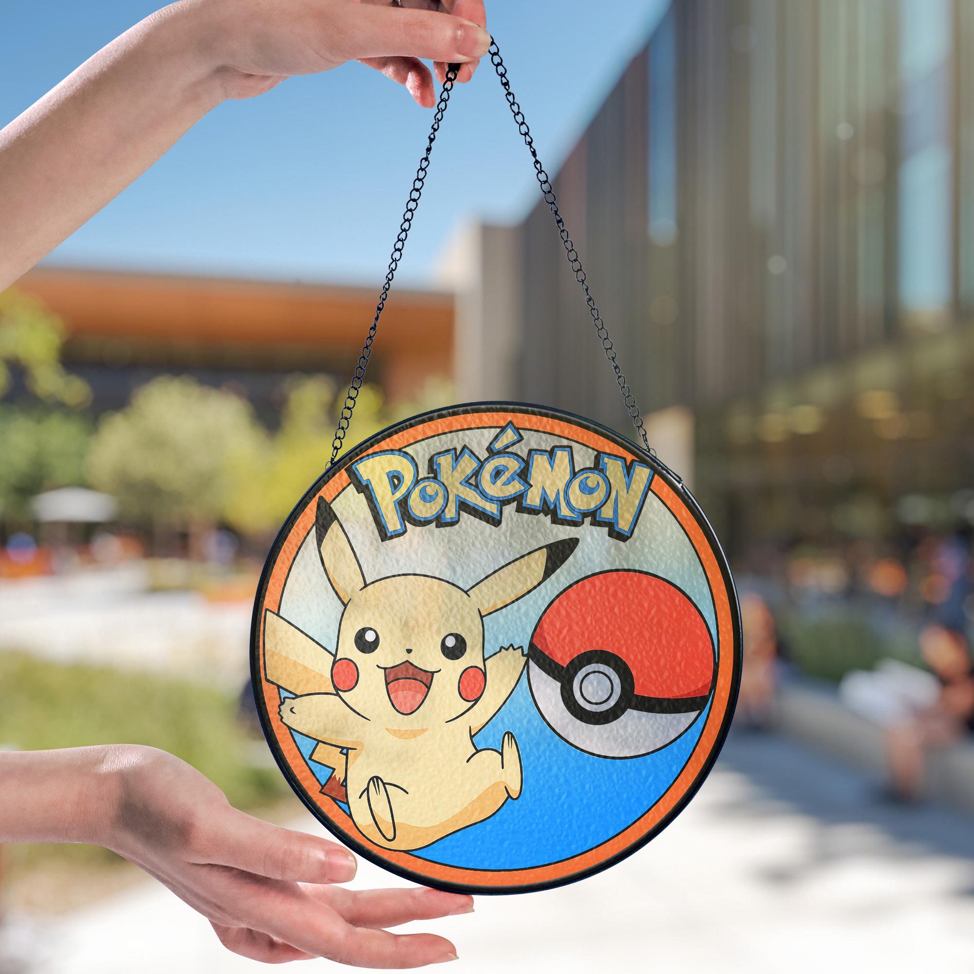 Pokemon Pikachu Pokeball Stained Glass Suncatcher Vers 2 - AnimeBape