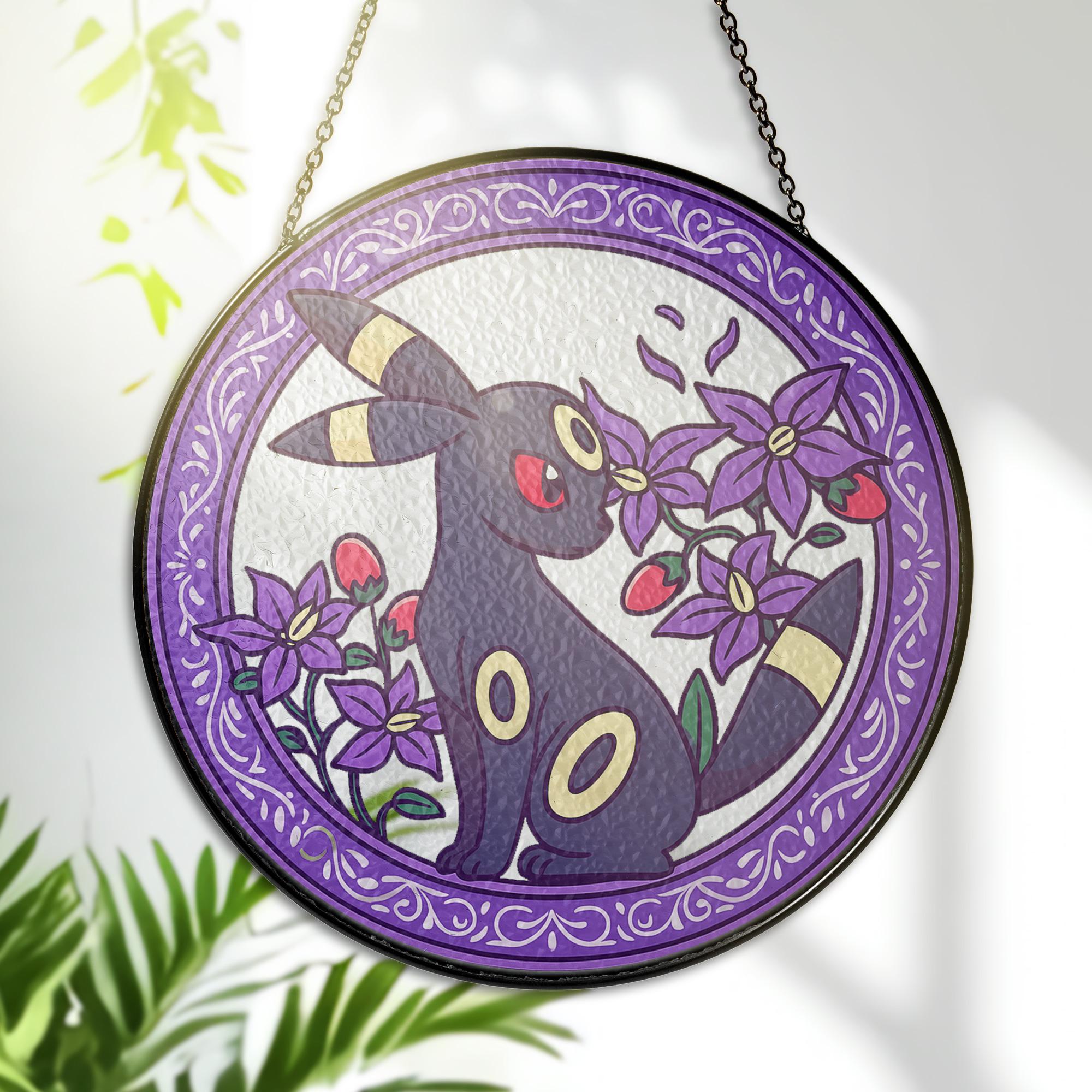 Pokemon Gothic Umbreon Stained Glass Suncatcher For Decorating - AnimeBape