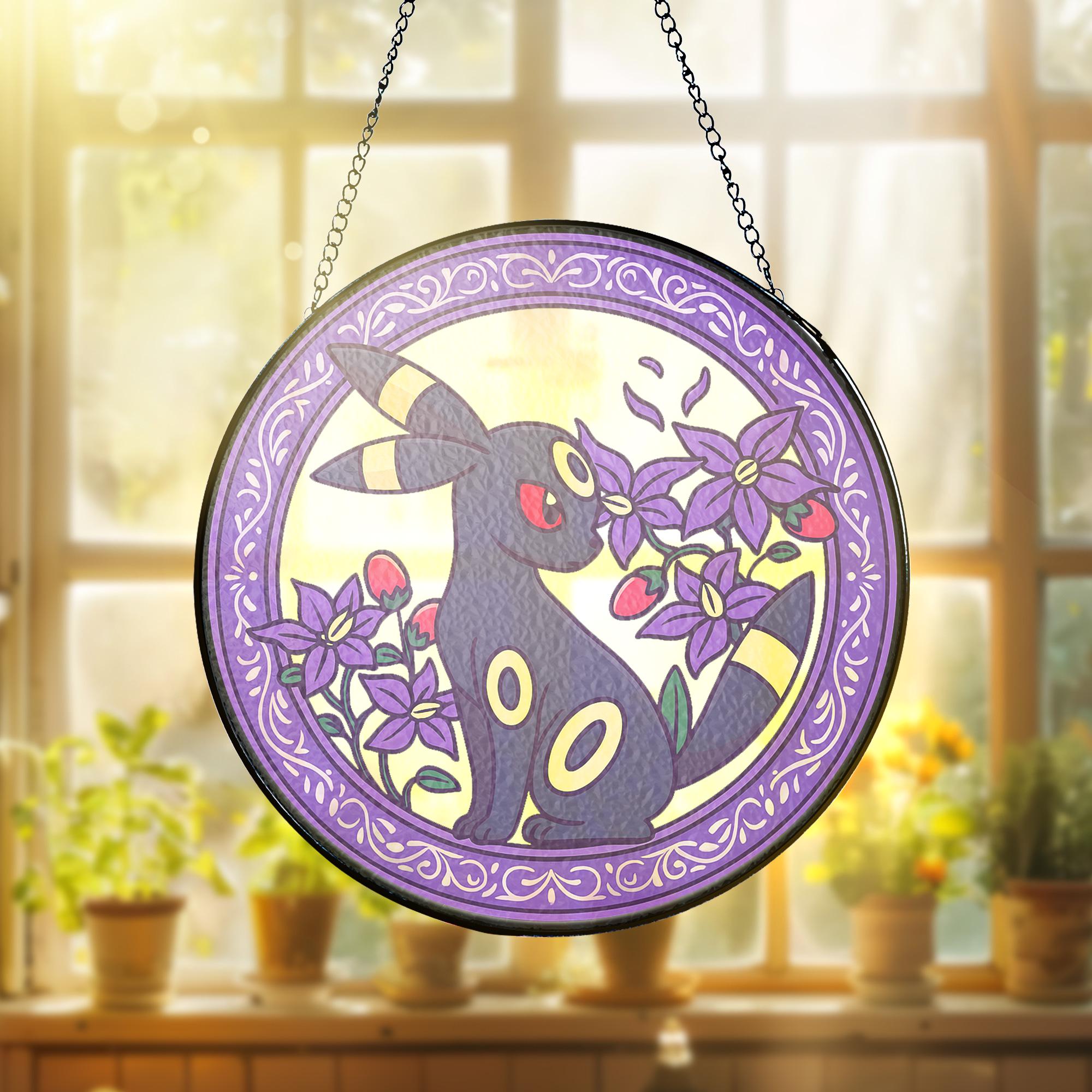 Pokemon Gothic Umbreon Stained Glass Suncatcher For Decorating - AnimeBape