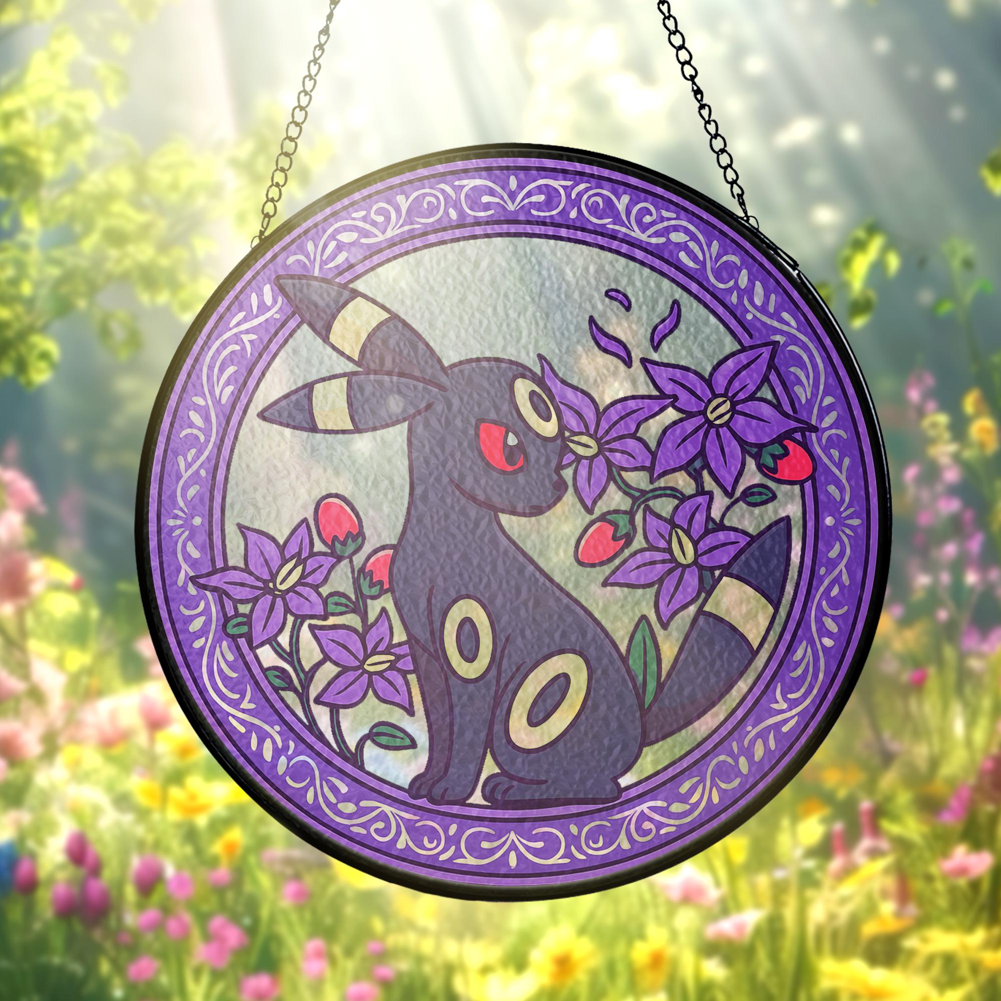 Pokemon Gothic Umbreon Stained Glass Suncatcher For Decorating - AnimeBape