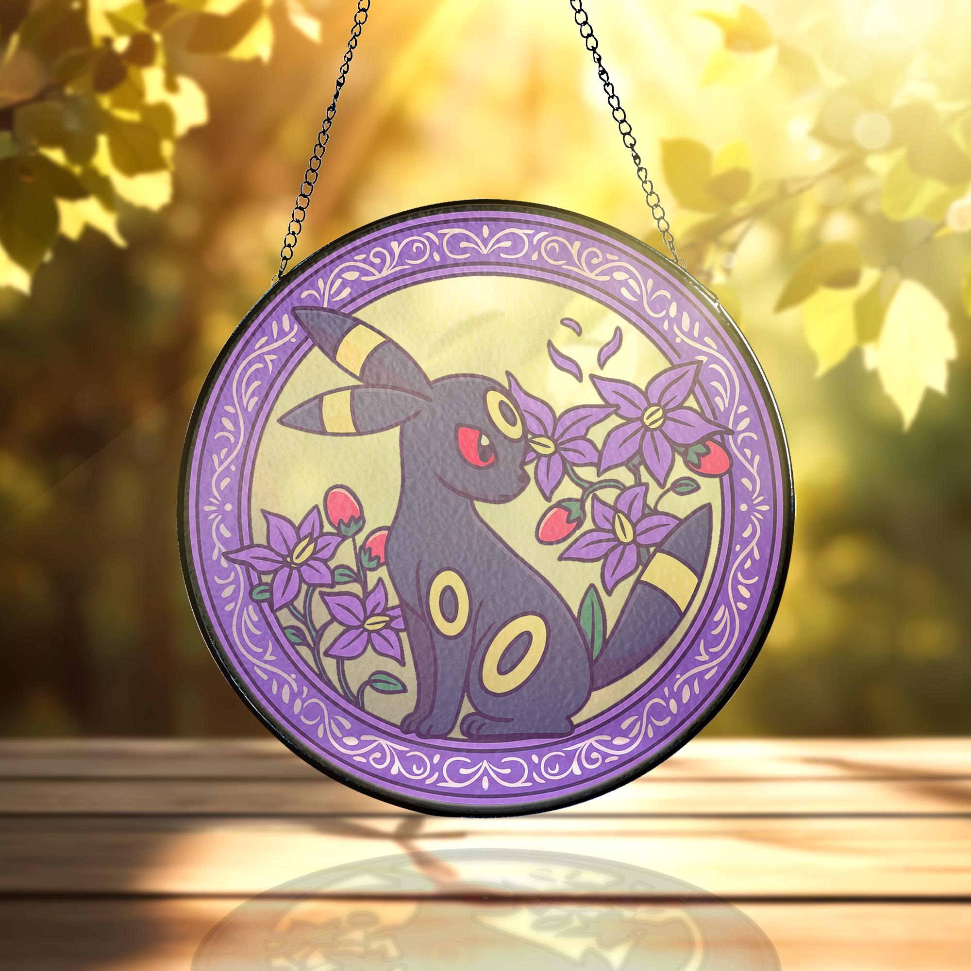 Pokemon Gothic Umbreon Stained Glass Suncatcher For Decorating - AnimeBape