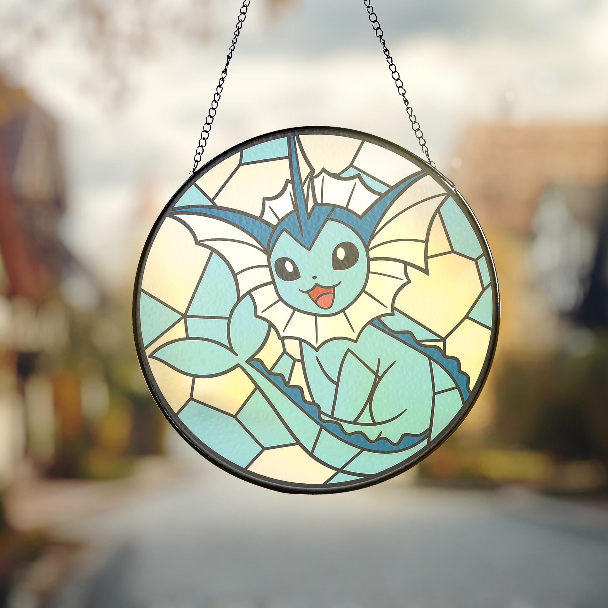 Pokemon Vaporeon Water Type Stained Glass Suncatcher - AnimeBape