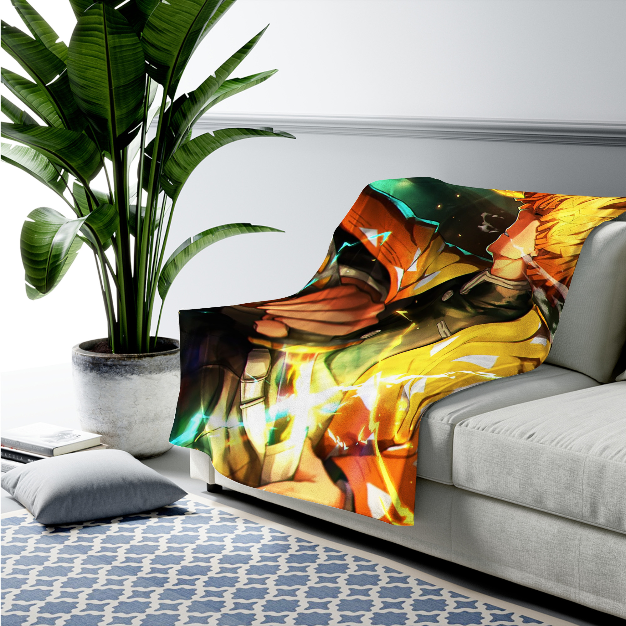 Demon Slayer Zenitsu Neon Art Blanket - AnimeBape